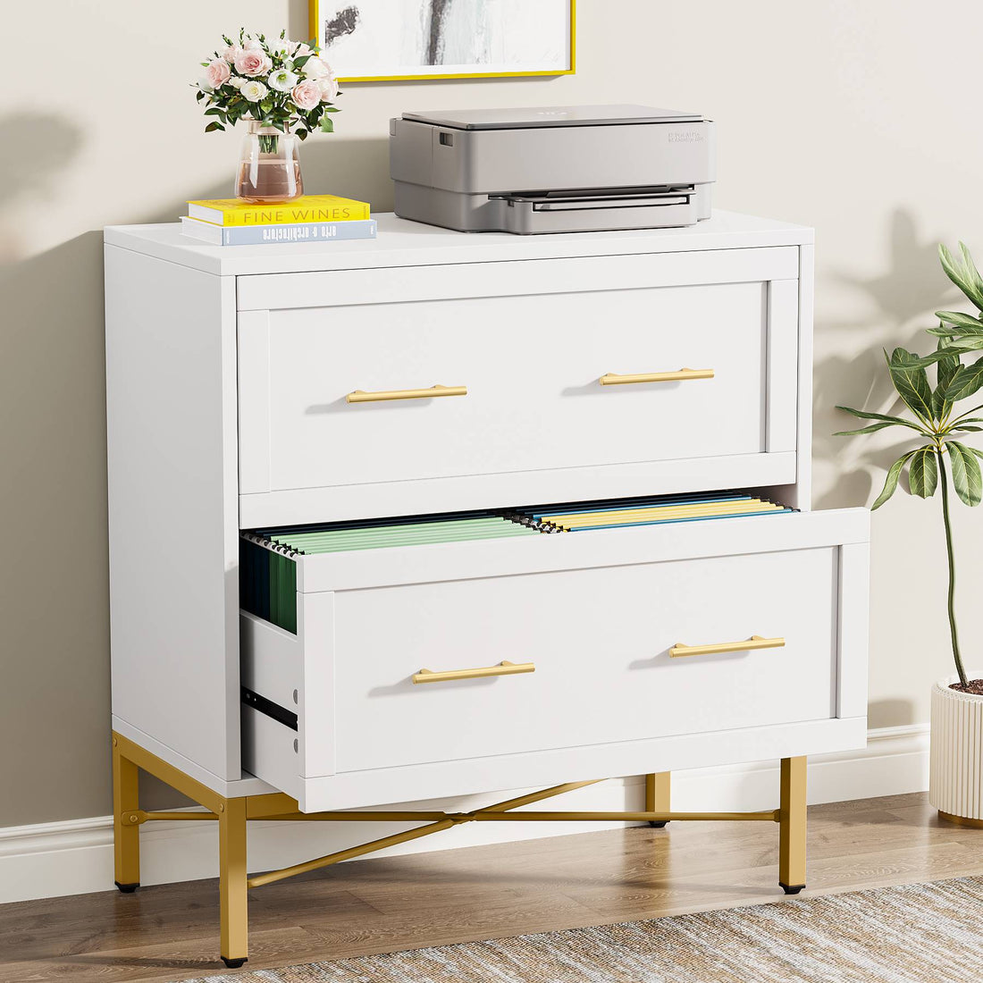 Tribesigns File Cabinet, 2 Drawers Storage Cabinet Printer Stand-Tribesigns