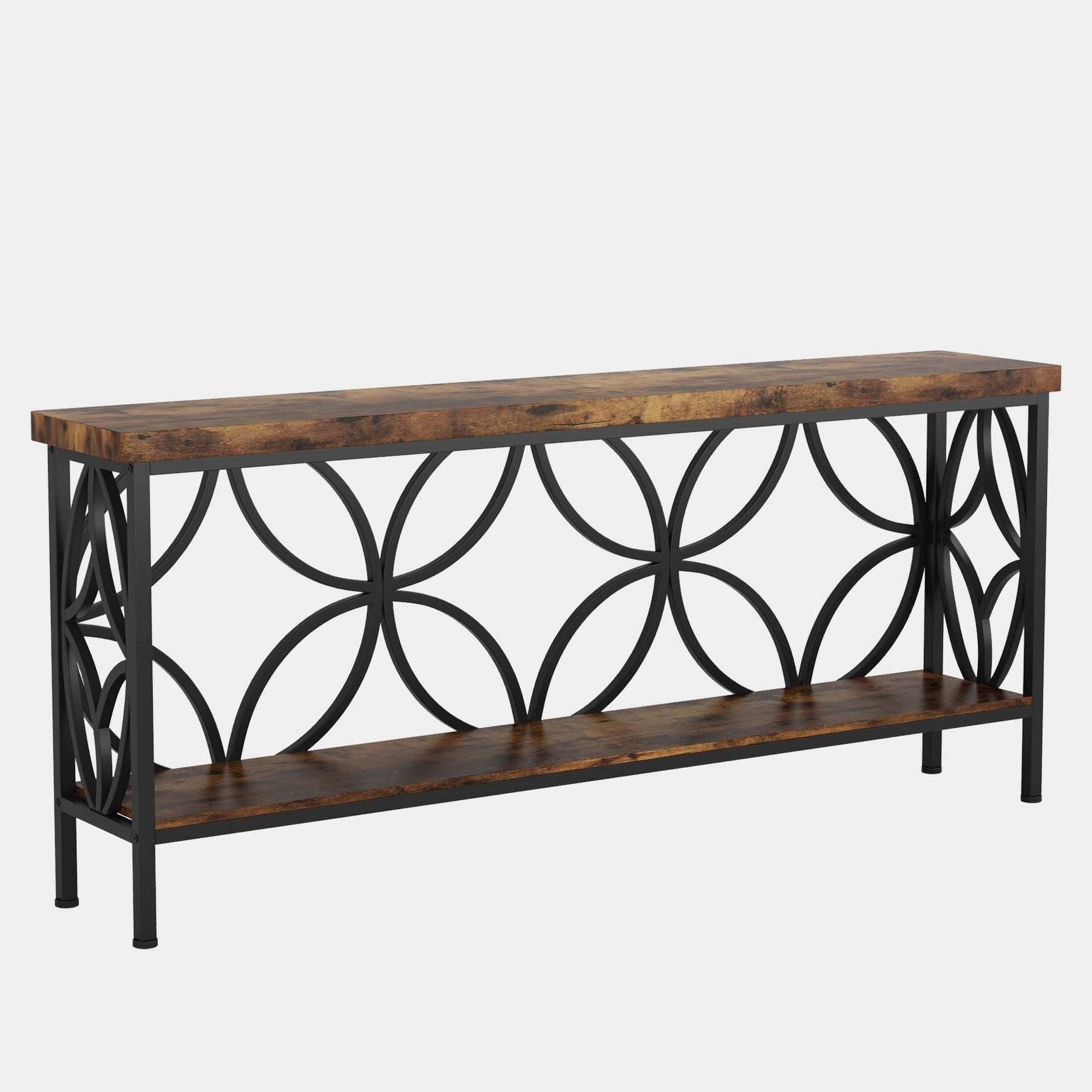 Tribesigns 2-Tier Console Table, 70.9" Industrial Sofa Foyer Table