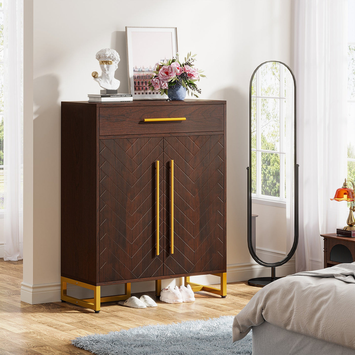 Tribesigns 20 Pair Shoe Cabinet with Drawer & Adjustable Shelves-Tribesigns