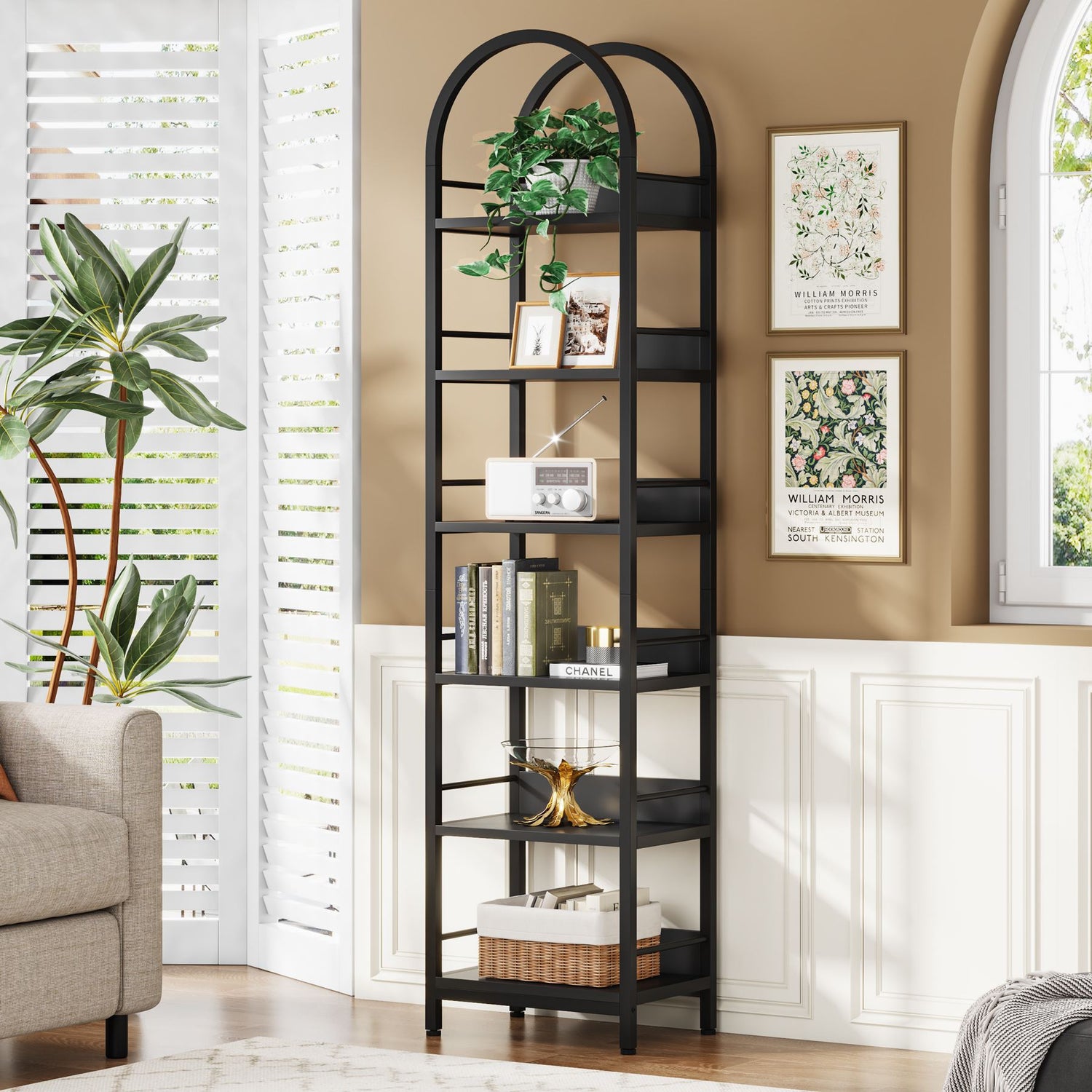 Tribesigns Bookshelf, 6-Tier Open Bookcase 78.7" Arched Display Shelf ...