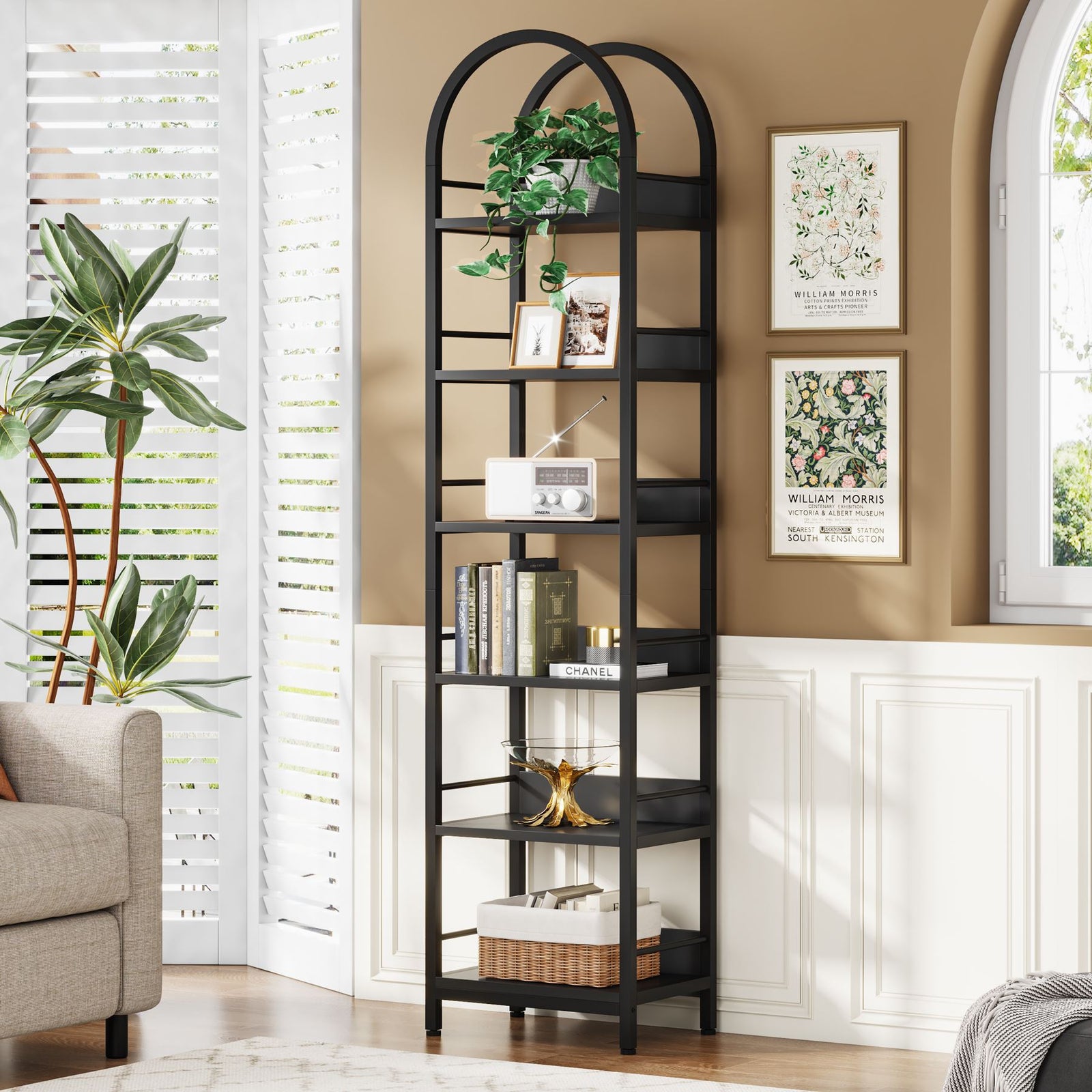 Tribesigns Bookshelf, 6-Tier Open Bookcase 78.7" Arched Display Shelf ...