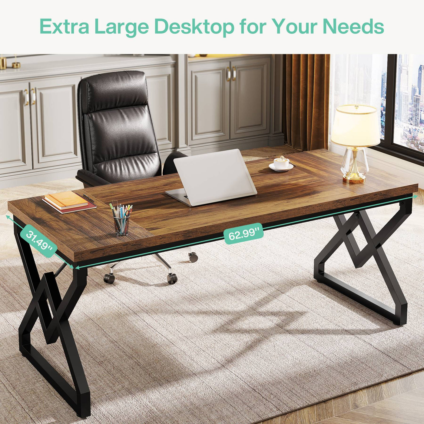 Tribesigns Executive Desk, 63” Large Computer Desk for Home Office