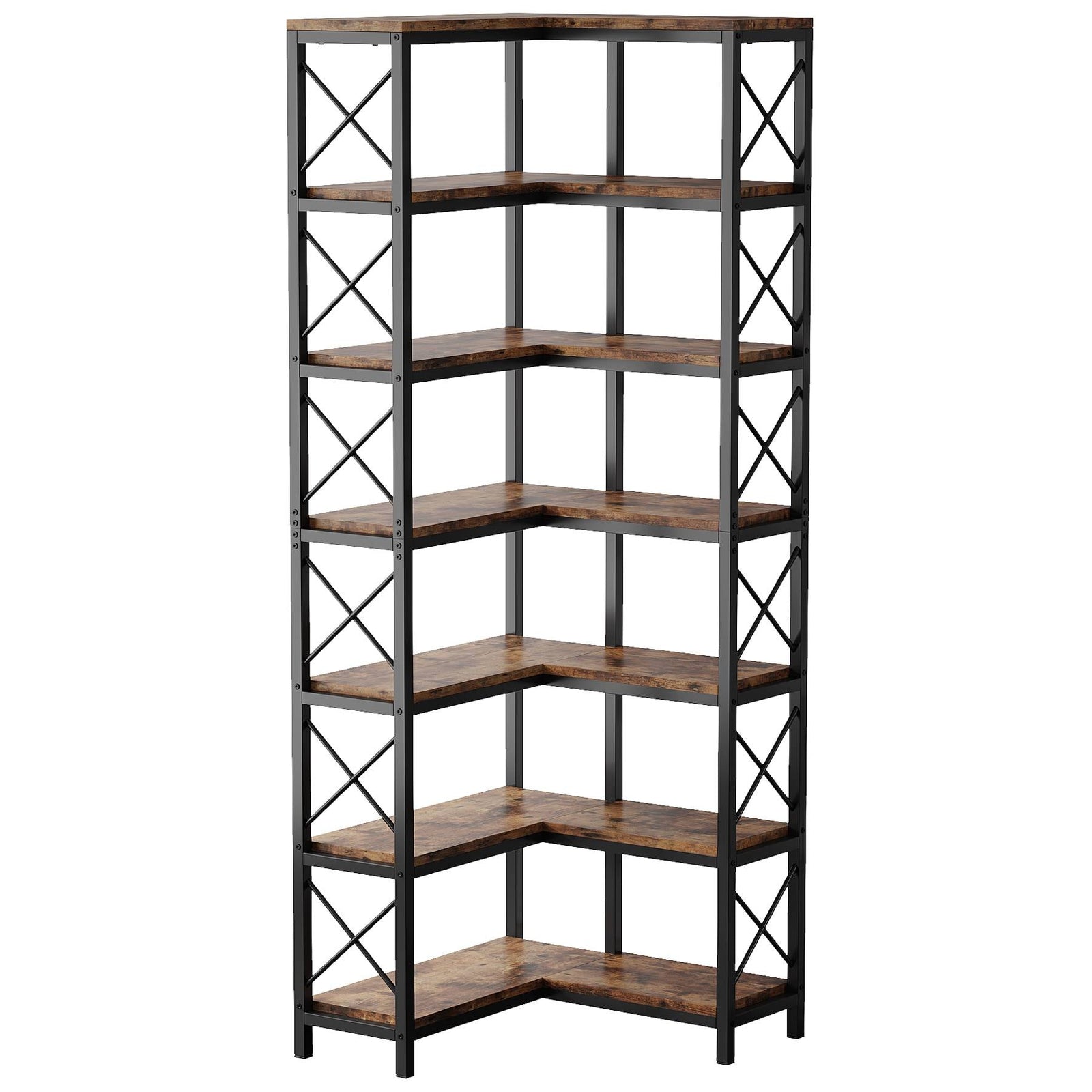 7 Tier Shelf & Corner Storage Shelf, Rustic Display Rack-Tribesigns