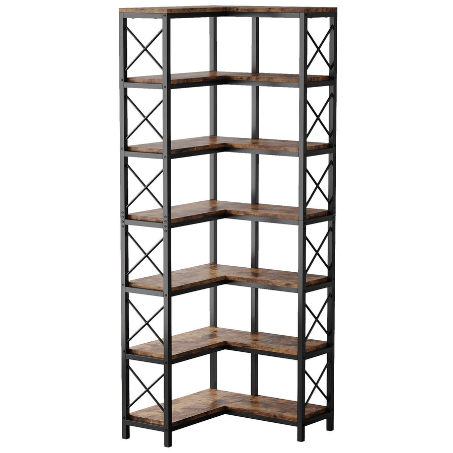 7 Tier Shelf & Corner Storage Shelf, Rustic Display Rack-Tribesigns