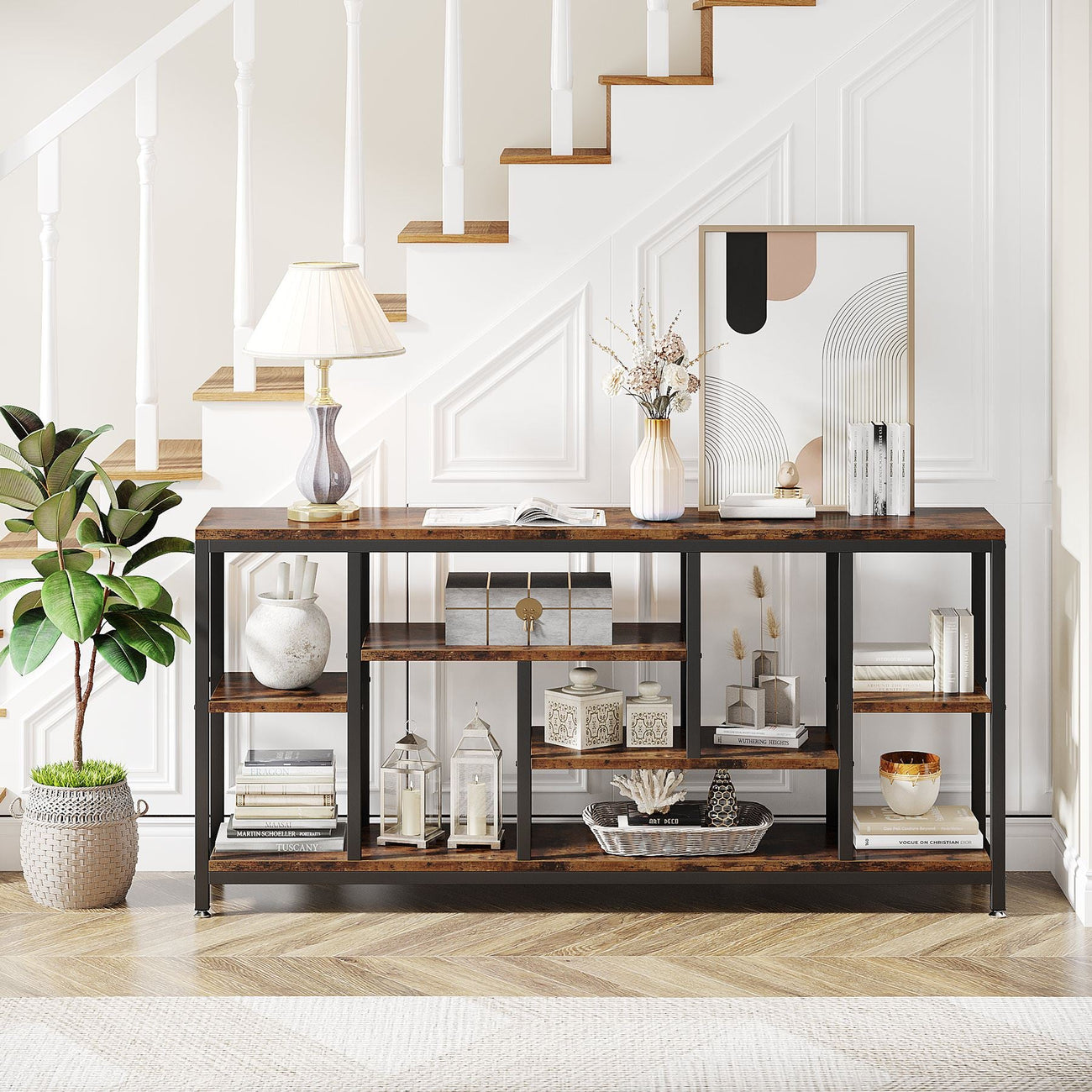 Tribesigns Console Table, 70.9" Entryway Sofa Table with 9 Shelves ...