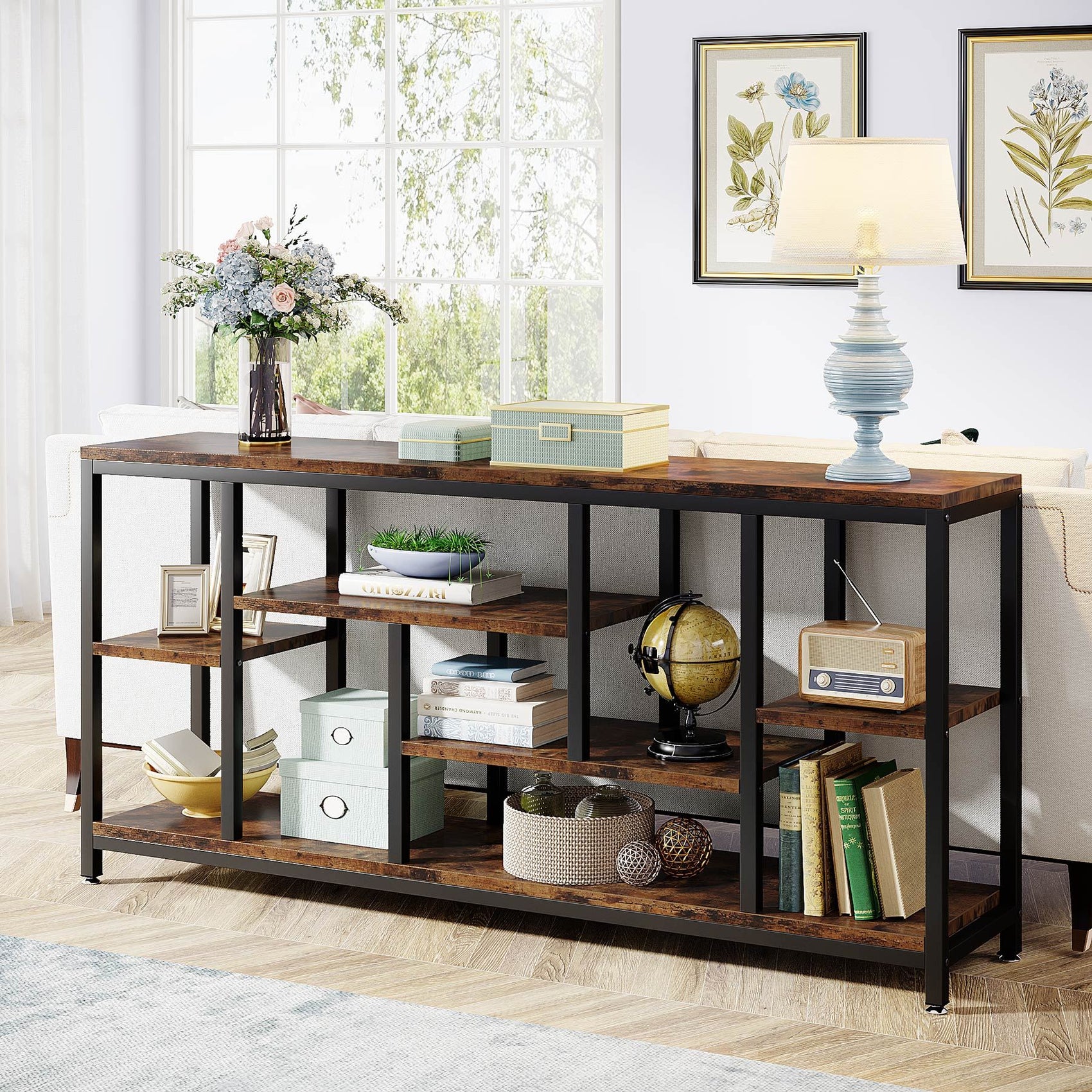 Tribesigns Console Table, 70.9" Entryway Sofa Table with 9 Shelves ...