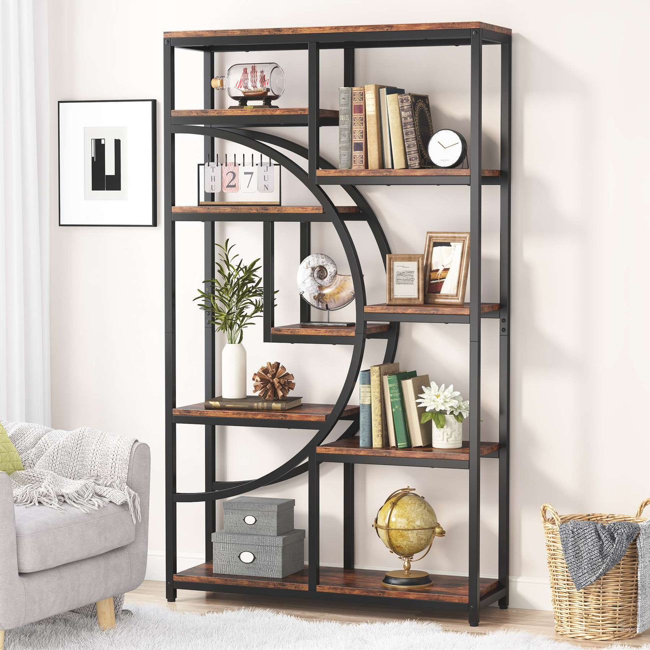Tribesigns 68.9" Bookshelf Etagere Bookcase with 9 Open Shelves-Tribesigns