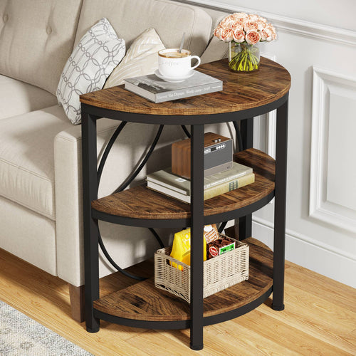 3-Tier Half-Round Side Table, Narrow End Tables For Living Room-Tribesigns
