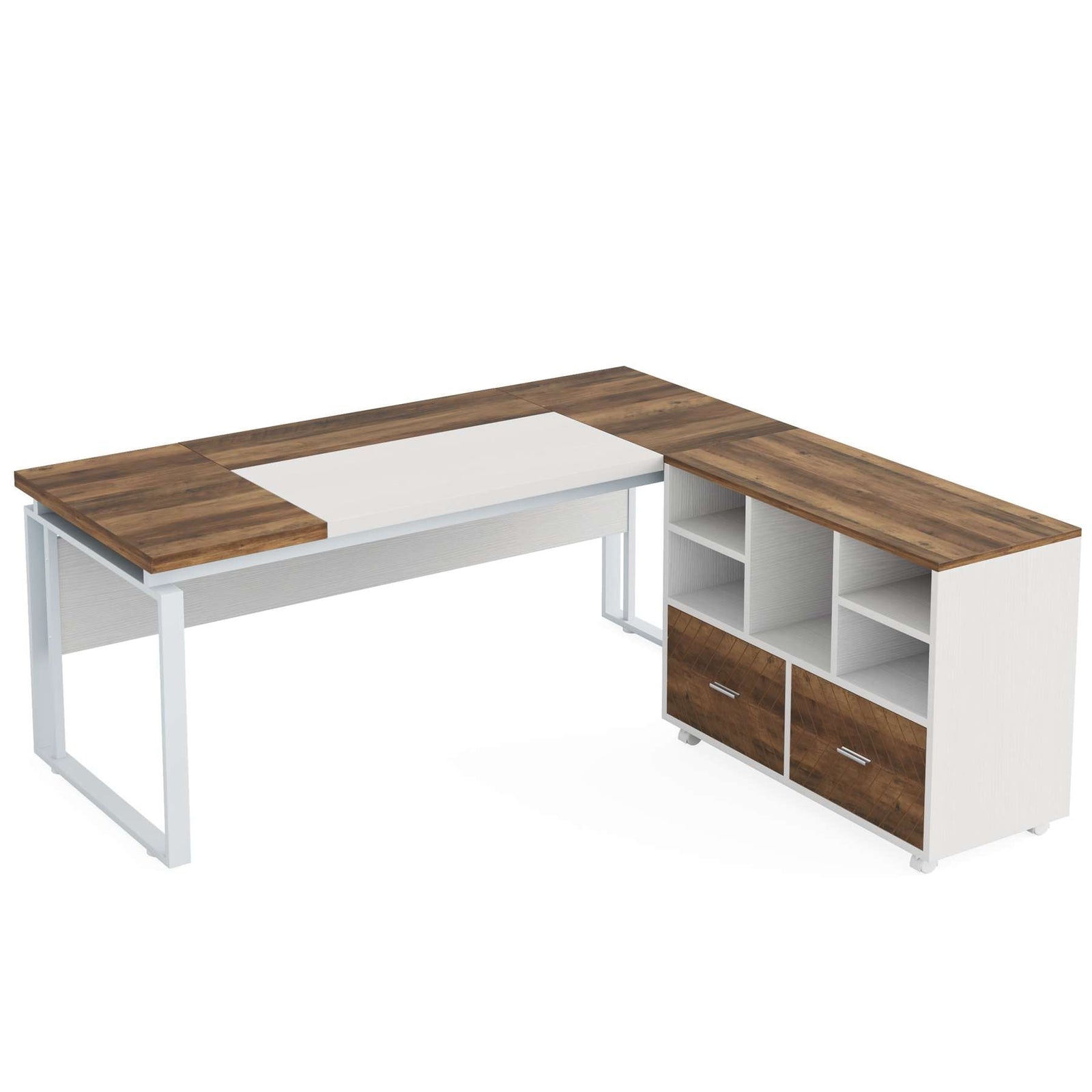 Tribesigns L-Shaped Executive Desk with Mobile File Cabinet-Tribesigns