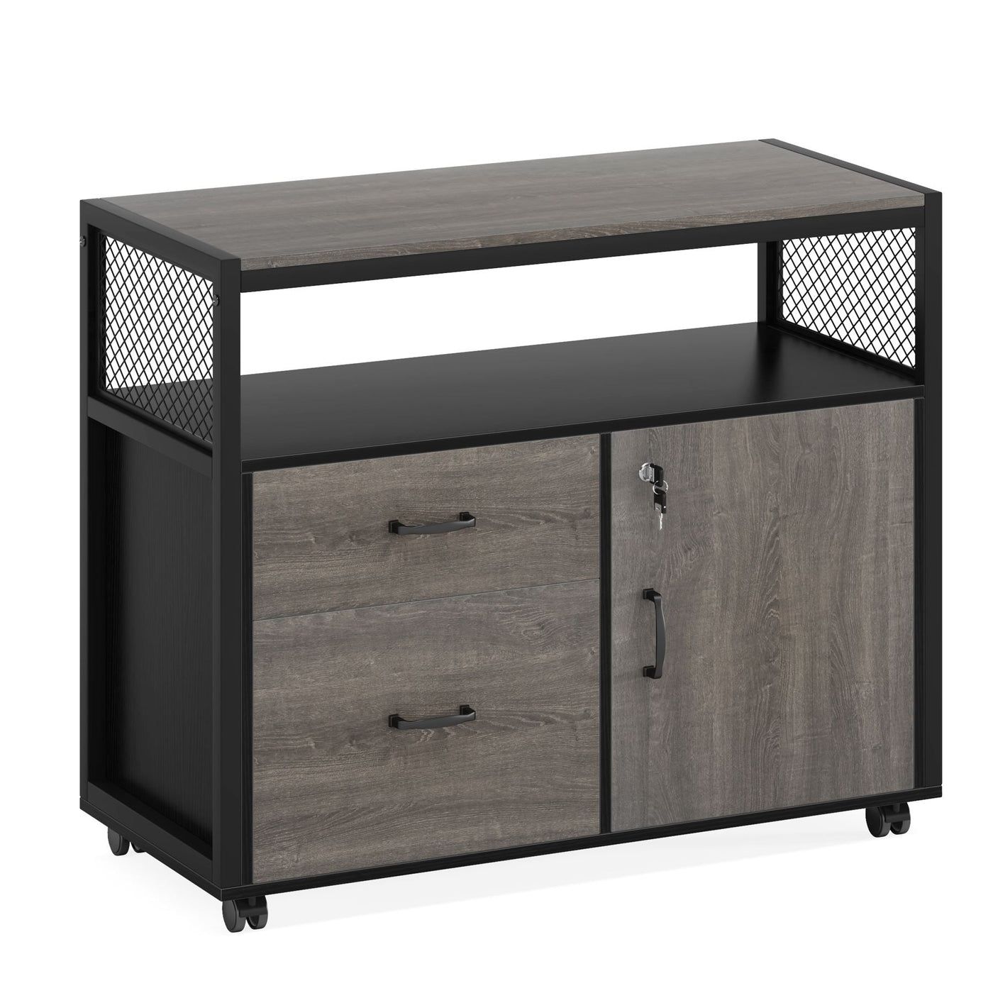 Tribesigns Lockable File Cabinet Printer Stand with Drawers & Caster ...