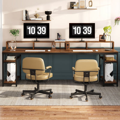 Tribesigns Two Person Desk, 78.7" Computer Desk With Monitor Stand ...