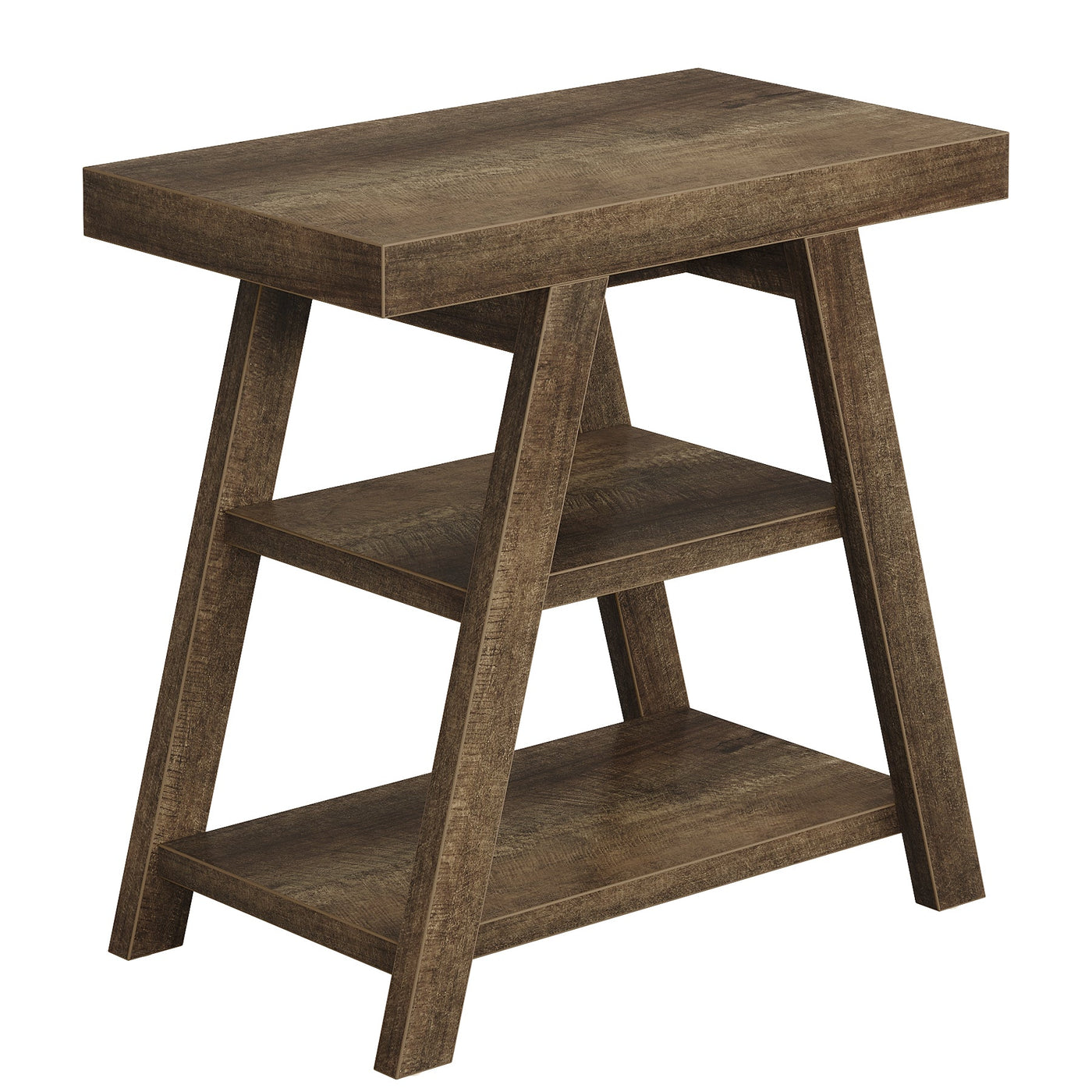 Tribesigns Wood End Table, 3-Tier Sofa Side Table with Storage Shelf ...