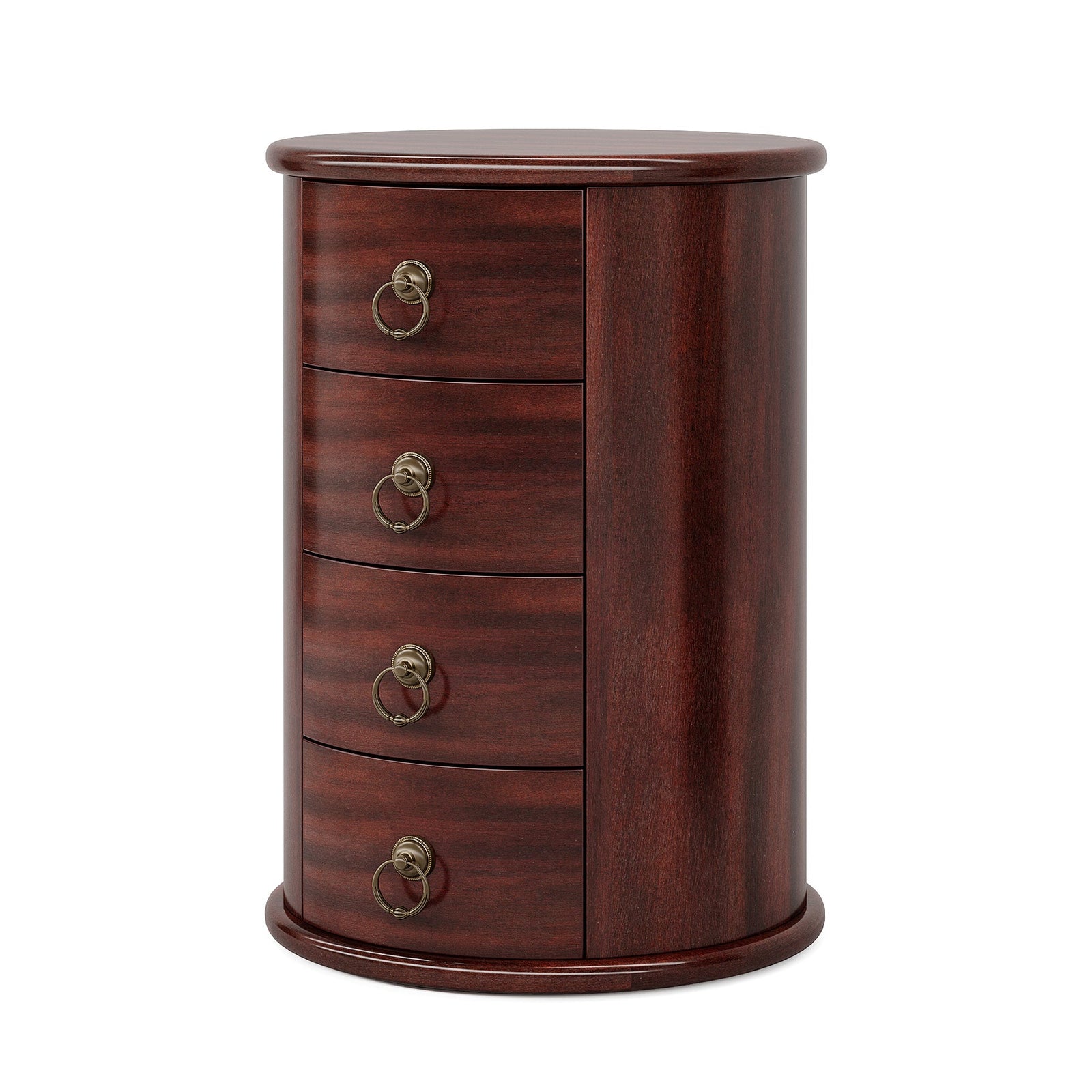 Tribesigns Solid Wood End Table, Round Side Table With 4 Drawers-Tribesigns