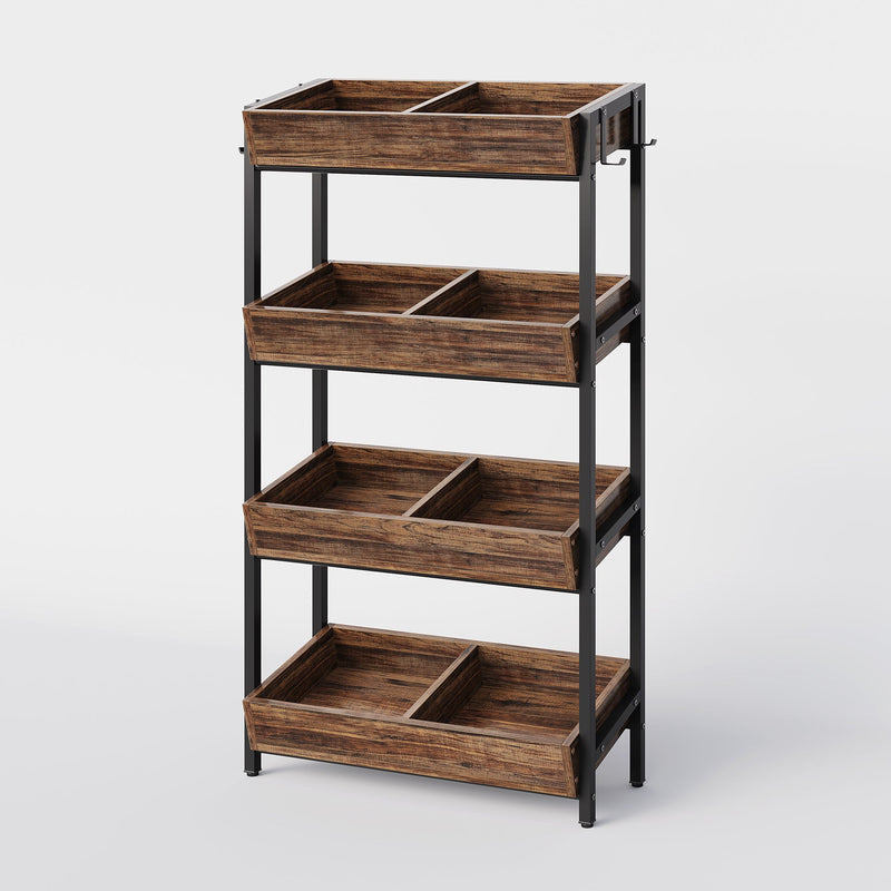 Tribesigns Wood Fruit Vegetable Storage Rack, 4-Tier Storage Organizer ...