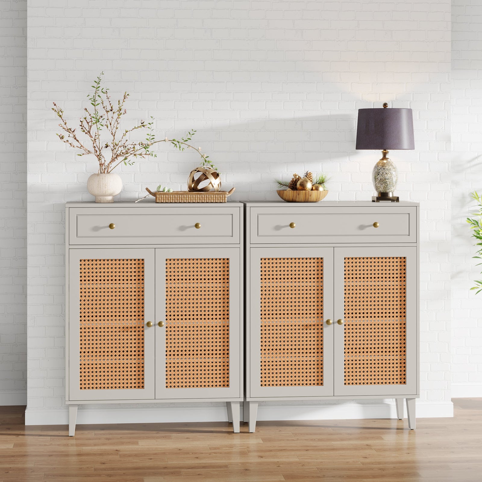 Tribesigns Wooden Storage Cabinet with Adjustable Shelves and Drawer ...