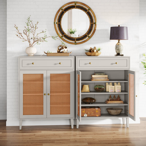 Tribesigns Wooden Storage Cabinet with Adjustable Shelves and Drawer ...