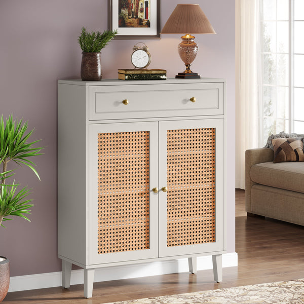 Tribesigns Wooden Storage Cabinet with Adjustable Shelves and Drawer ...