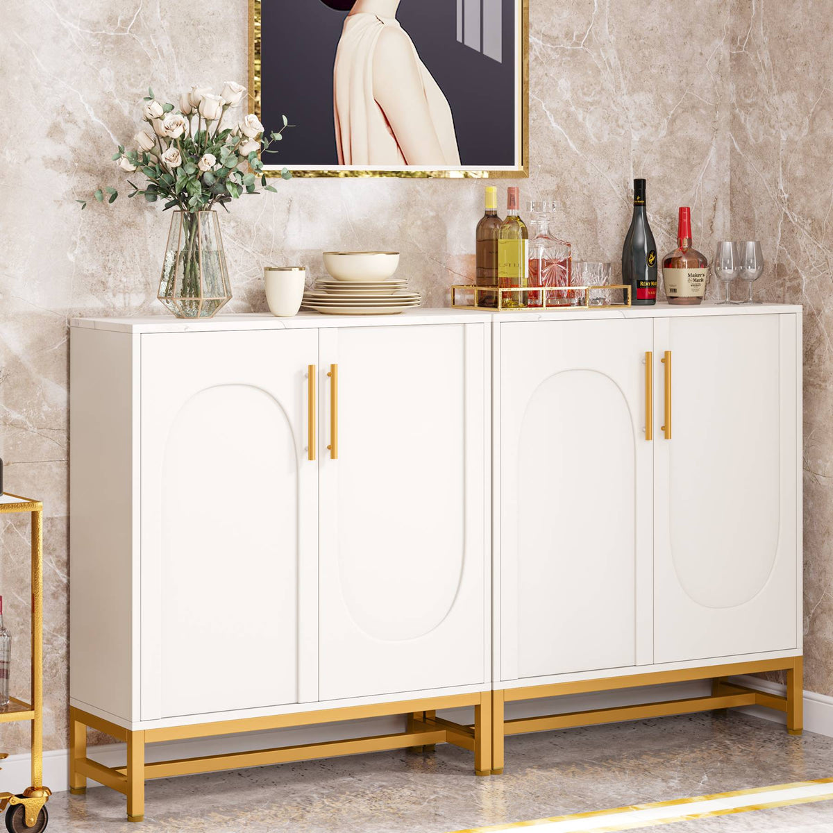Tribesigns Sideboard Buffet Cabinet with Adjustable Shelves