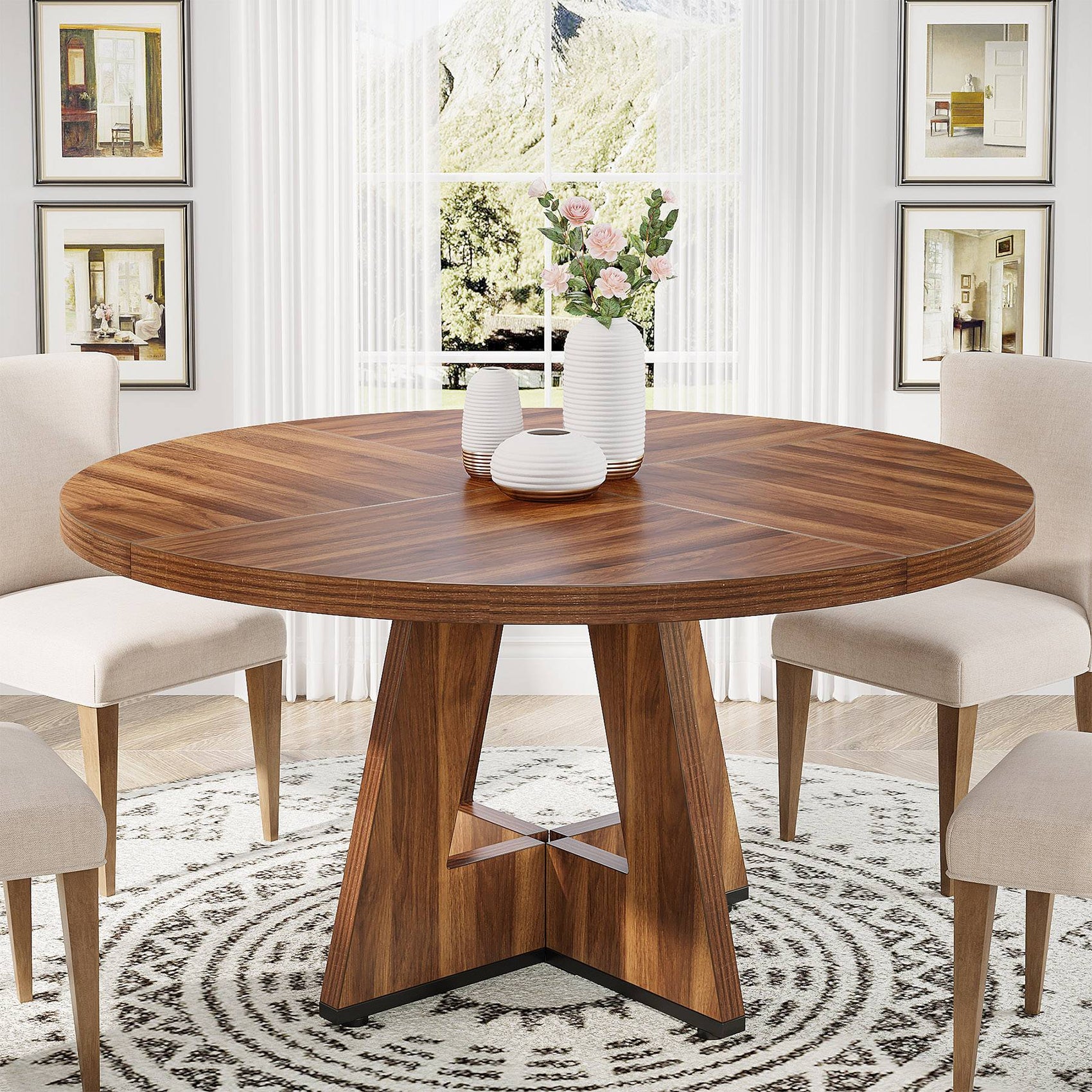 Tribesigns Dining Table, 47"Round Kitchen Table Farmhouse Dinner Table ...