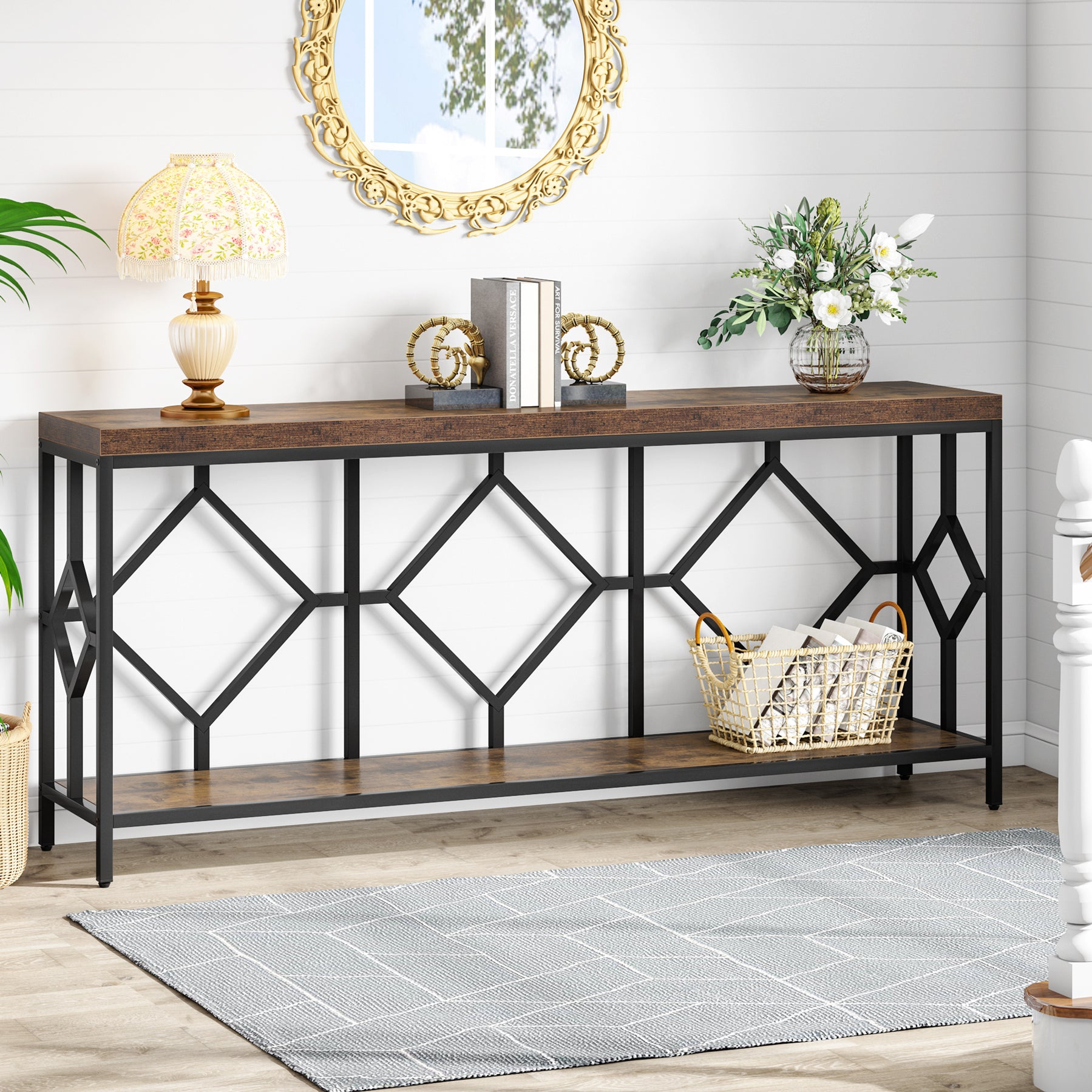Tribesigns Console Table, 71" Extra Long Sofa Table with Open Shelf