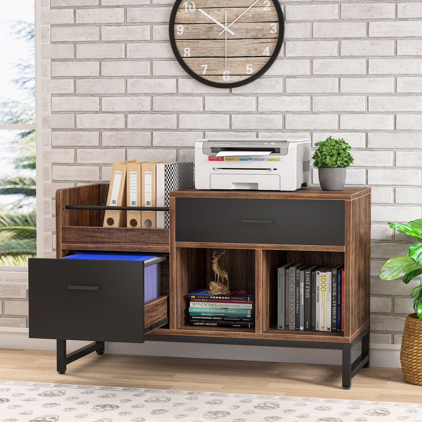 Tribesigns File Cabinet, Rustic Lateral Filing Cabinet with 2 Drawers