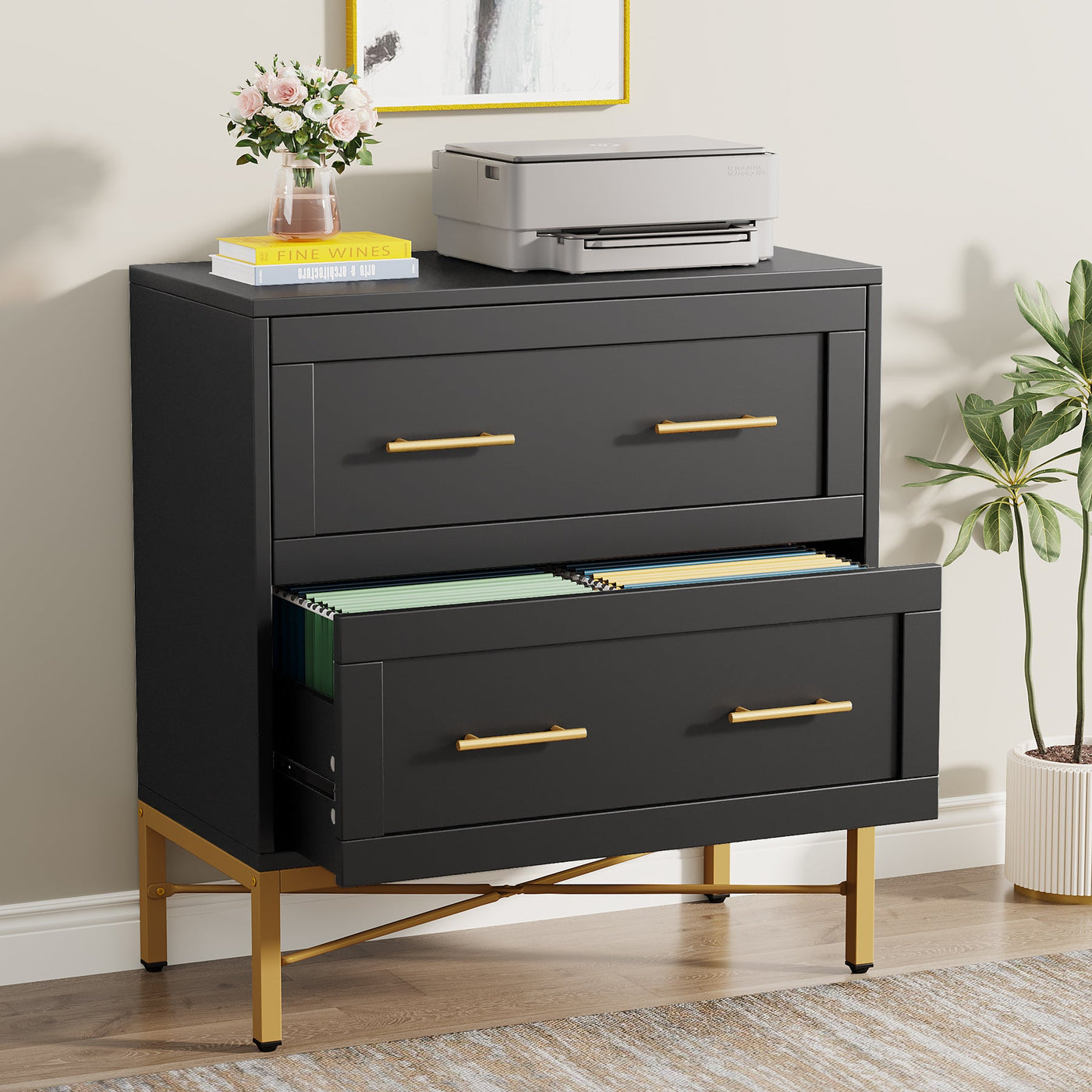 Tribesigns File Cabinet, 2 Drawers Storage Cabinet Printer Stand