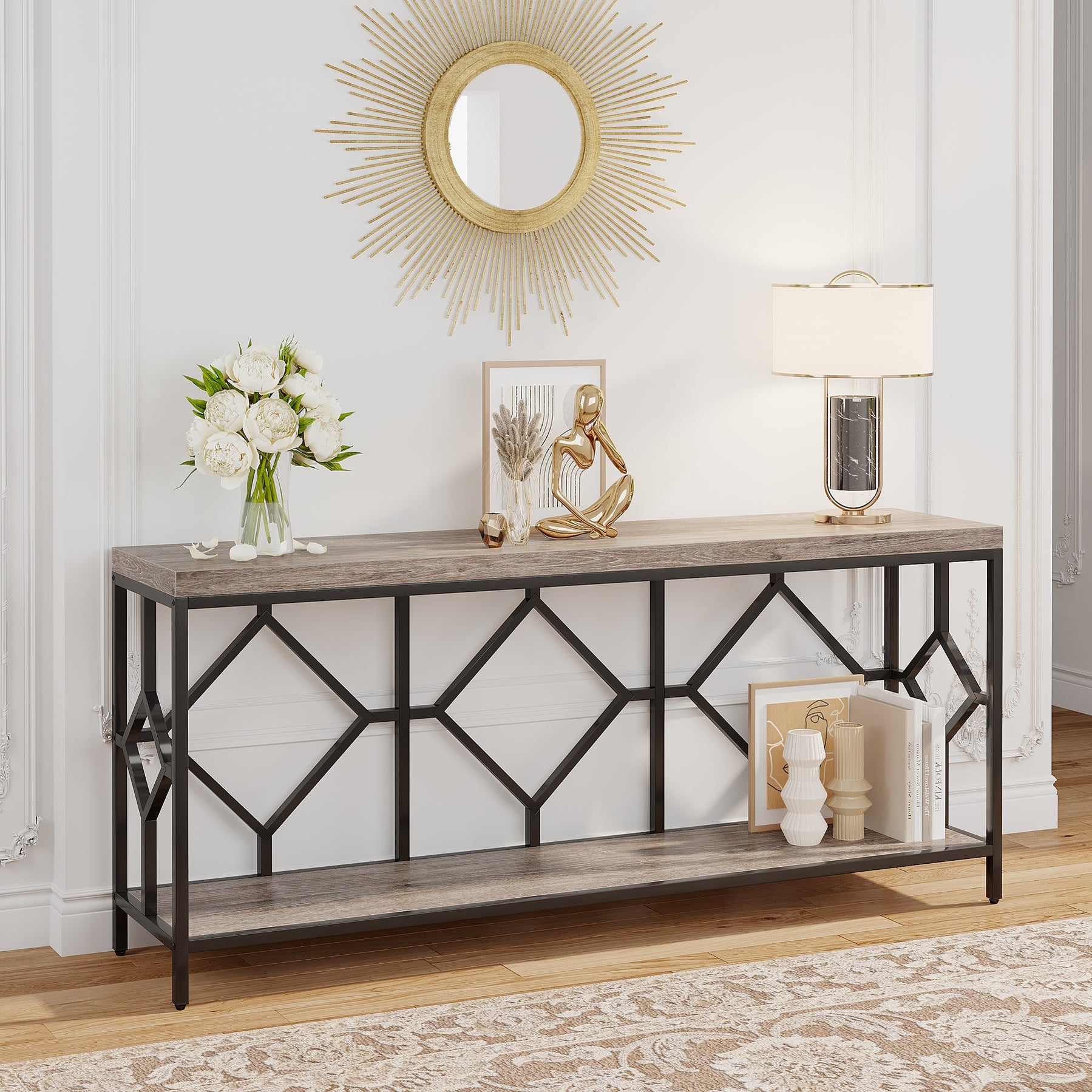 Tribesigns Console Table, 71" Extra Long Sofa Table with Open Shelf