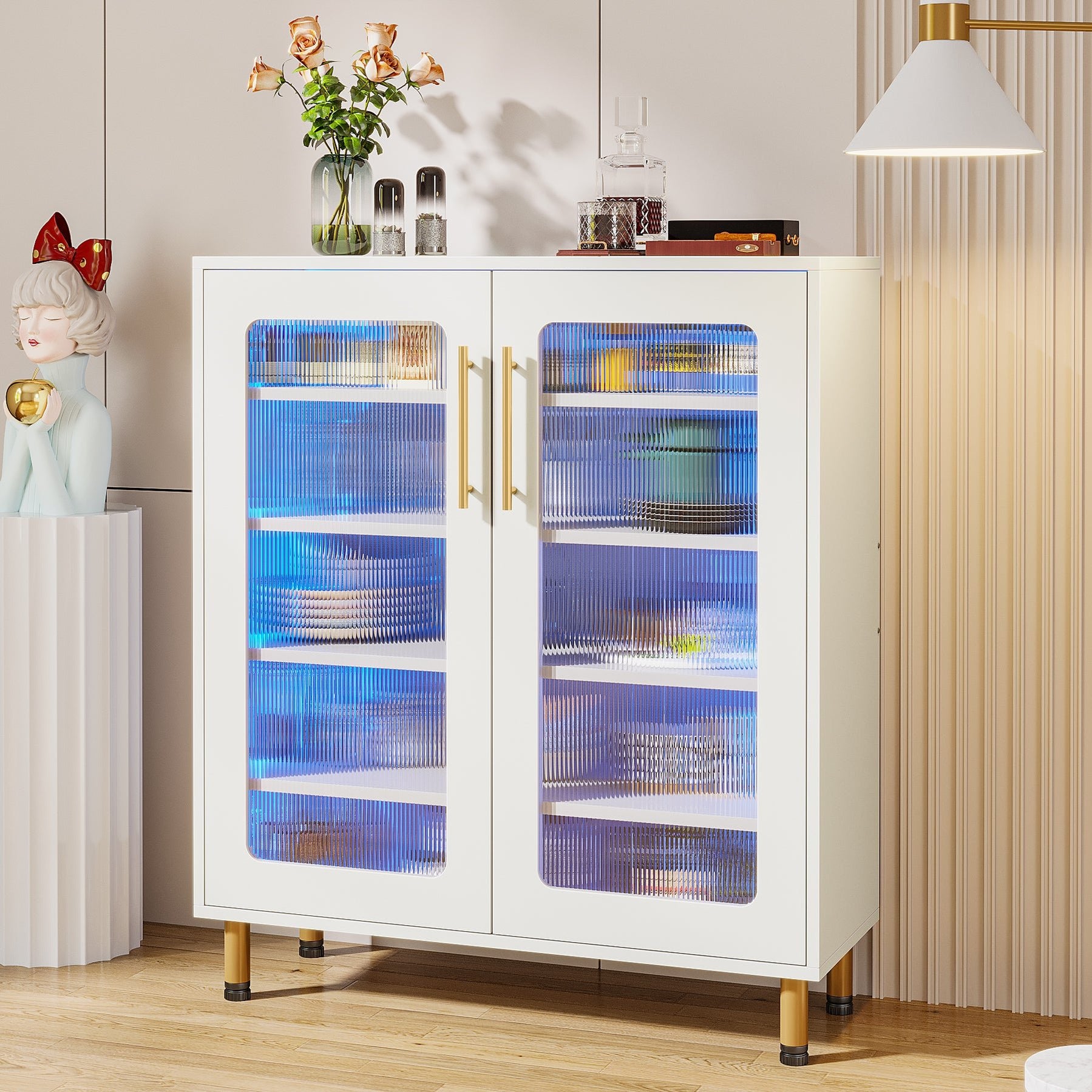 Tribesigns Sideboard Buffet Cabinet with LED Light & Acrylic Doors