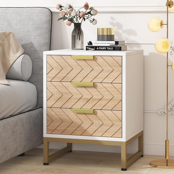 Tribesigns Nightstand Modern Bedside End Table with 3 Storage Drawers ...