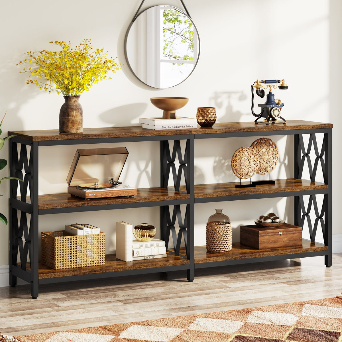 Tribesigns 3-Tier Console Table 70.9" Industrial Sofa Foyer Table