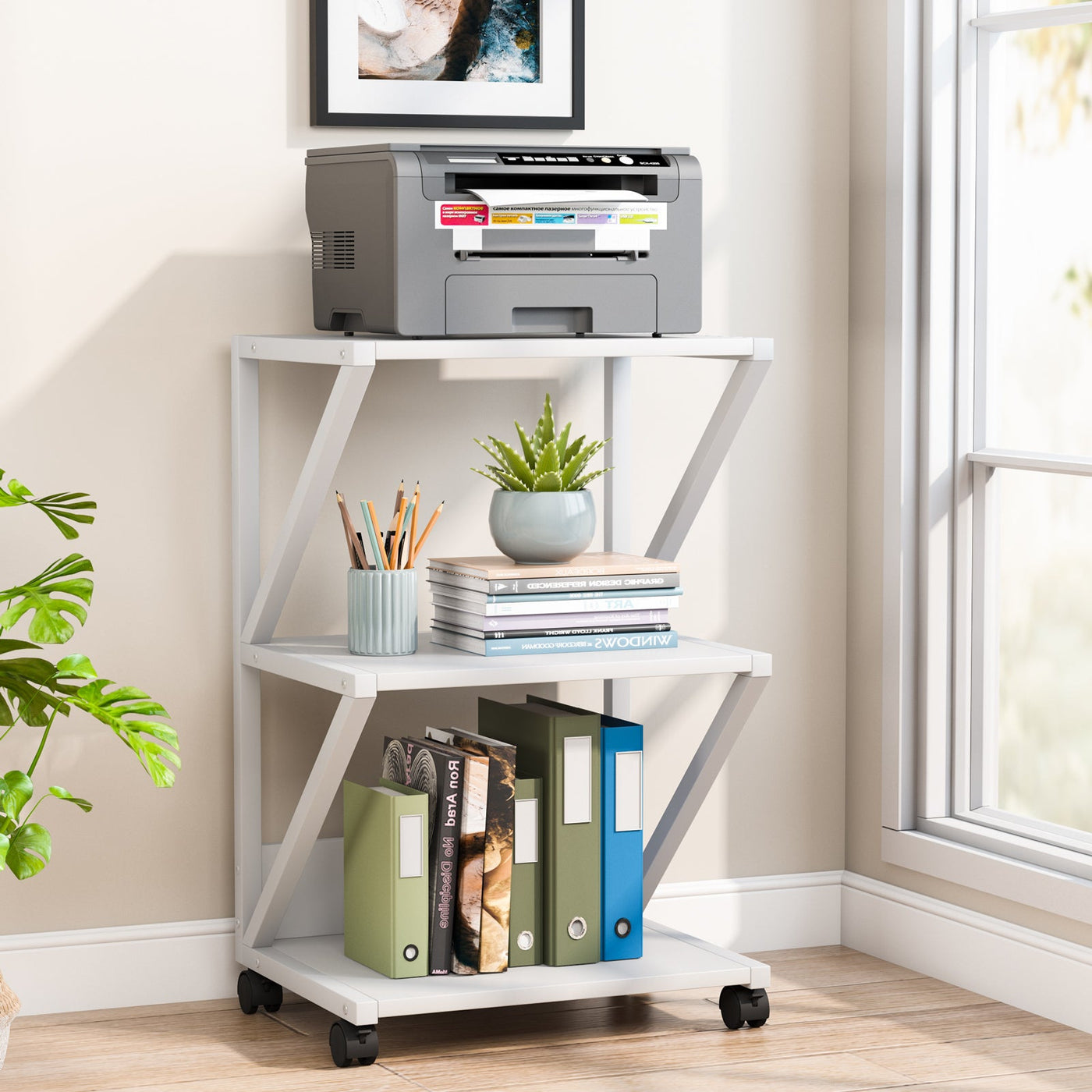 Tribesigns Printer Stand, 3-Tier Rolling Printer Cart Storage Shelf