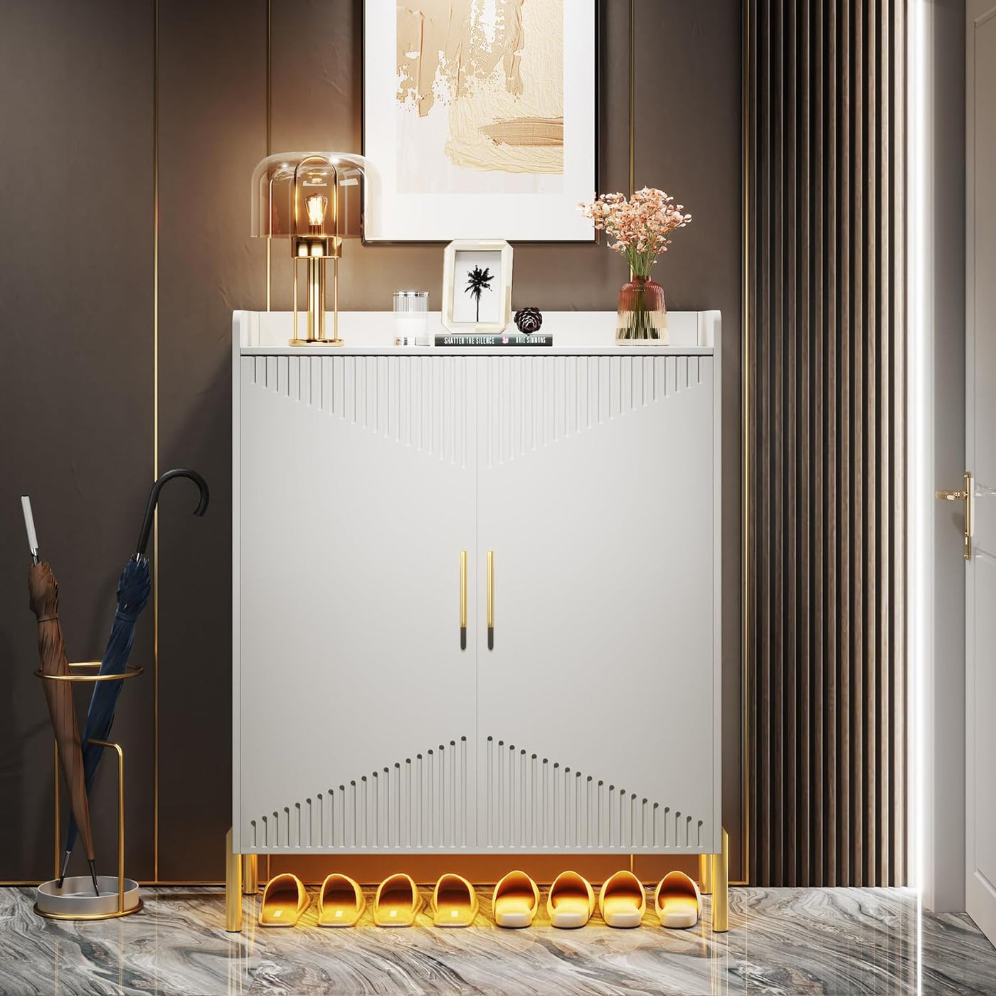 Tribesigns 30 Pairs Shoe Cabinet with Doors and Shelves-Tribesigns
