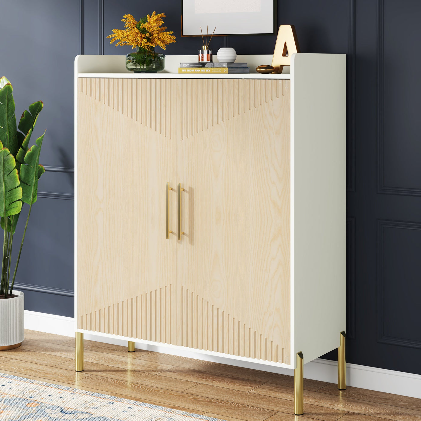 Tribesigns 30 Pairs Shoe Cabinet with Doors and Shelves