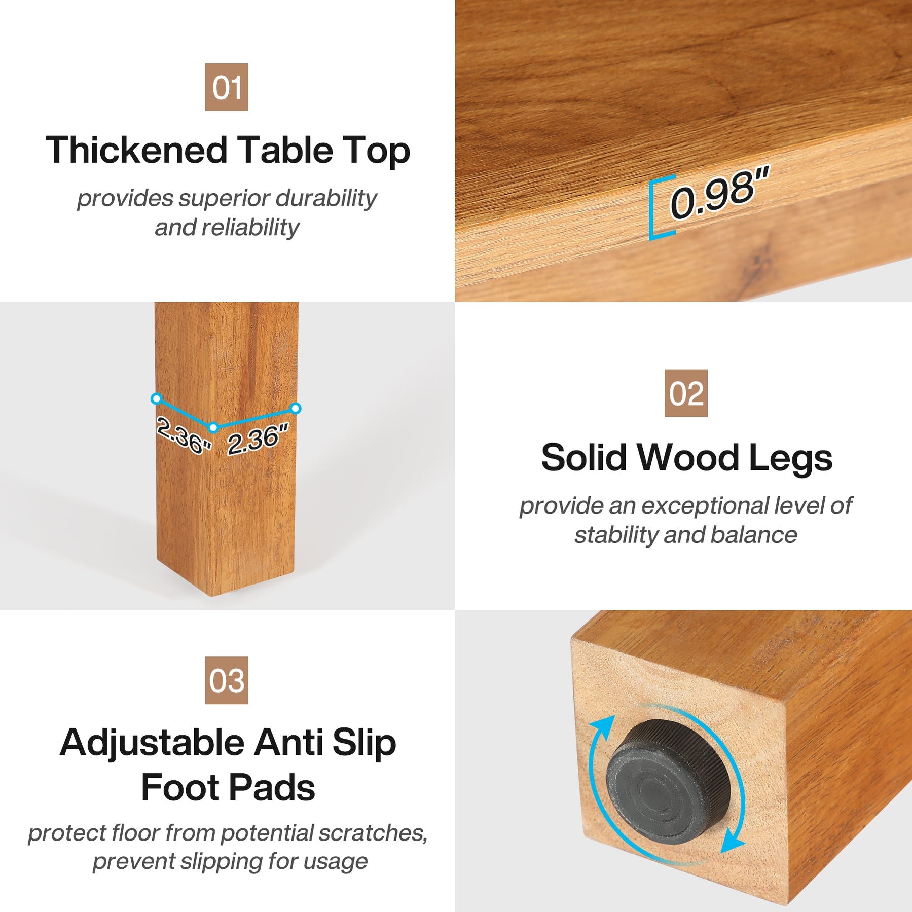 Tribesigns 39.4'' Square Dining Table with Solid Wood Legs for 4