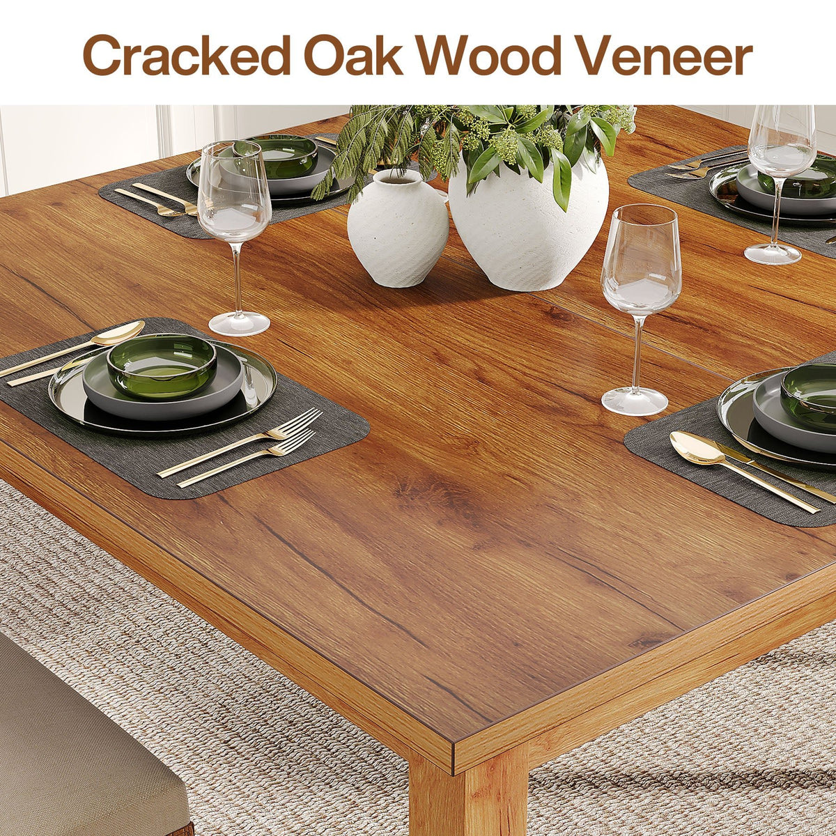 39.4'' Square Kitchen Dining Table with Solid Wood Legs for 4-Tribesigns