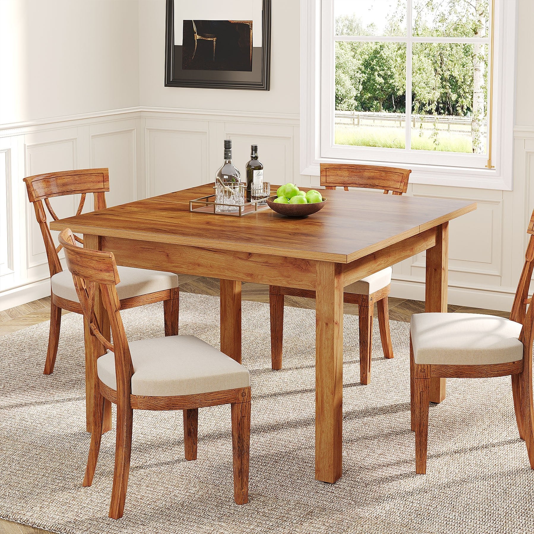 Tribesigns 39.4'' Square Dining Table with Solid Wood Legs for 4