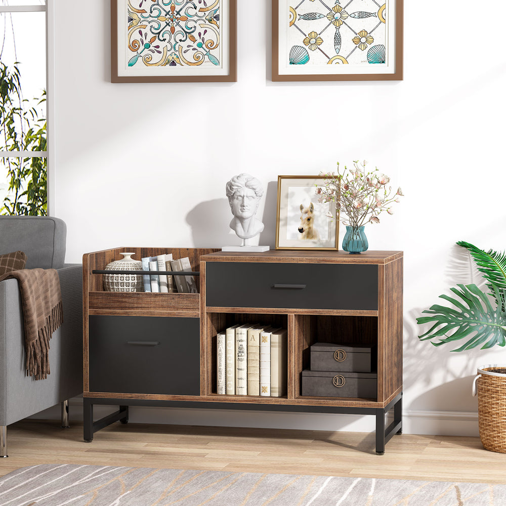 Tribesigns File Cabinet, Rustic Lateral Filing Cabinet with 2 Drawers ...