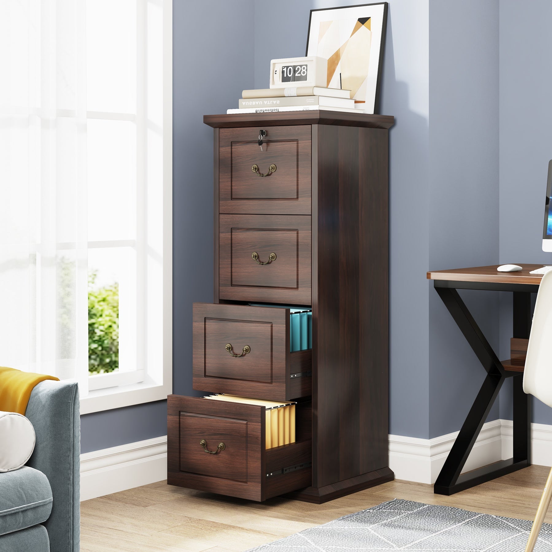 Tribesigns 4-Drawer File Cabinet, Vertical Wood Filing Cabinet