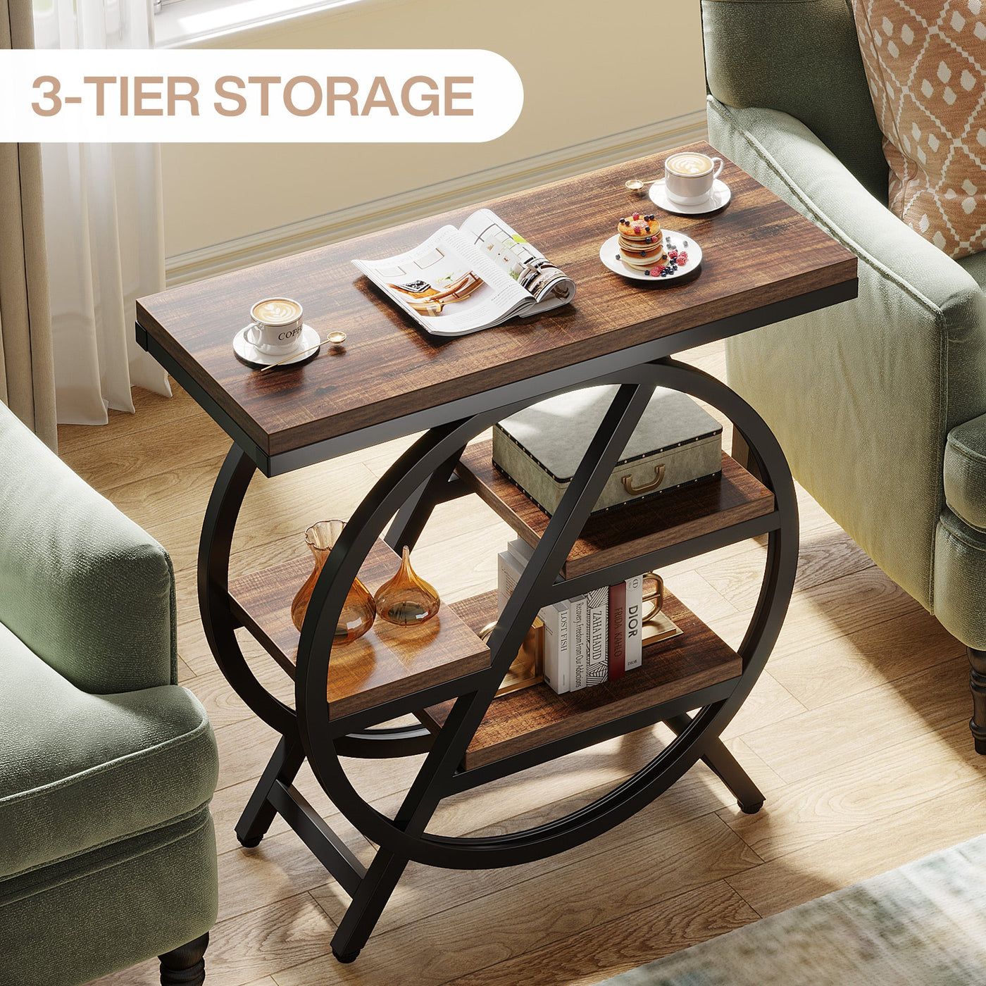 Tribesigns 4-Tier End Table, Small Side Table with Storage Shelves
