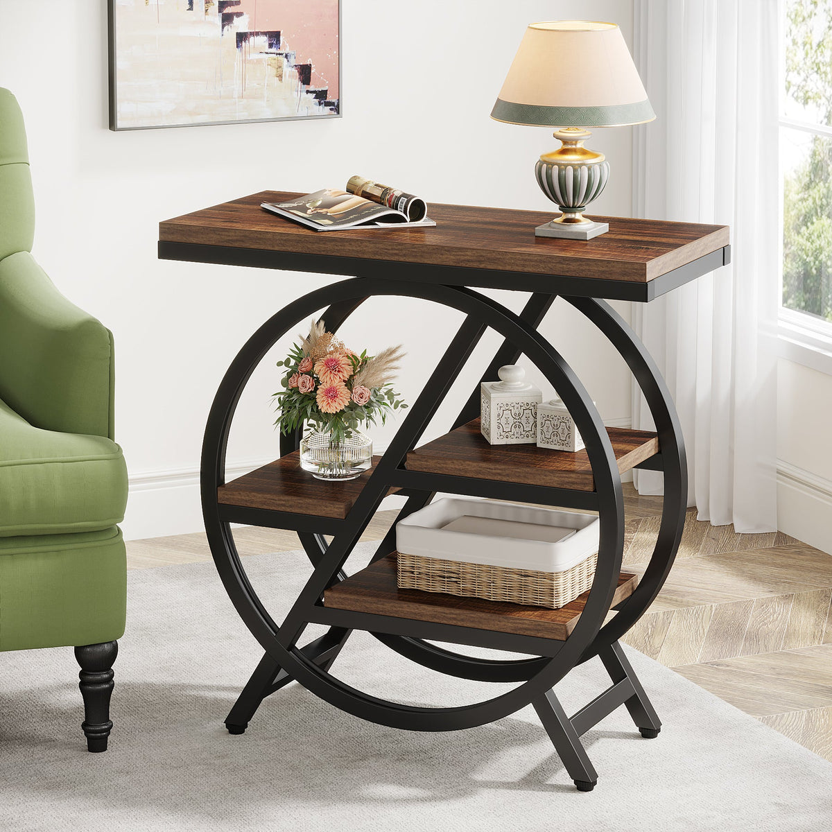 Tribesigns 4-Tier End Table, Small Side Table with Storage Shelves