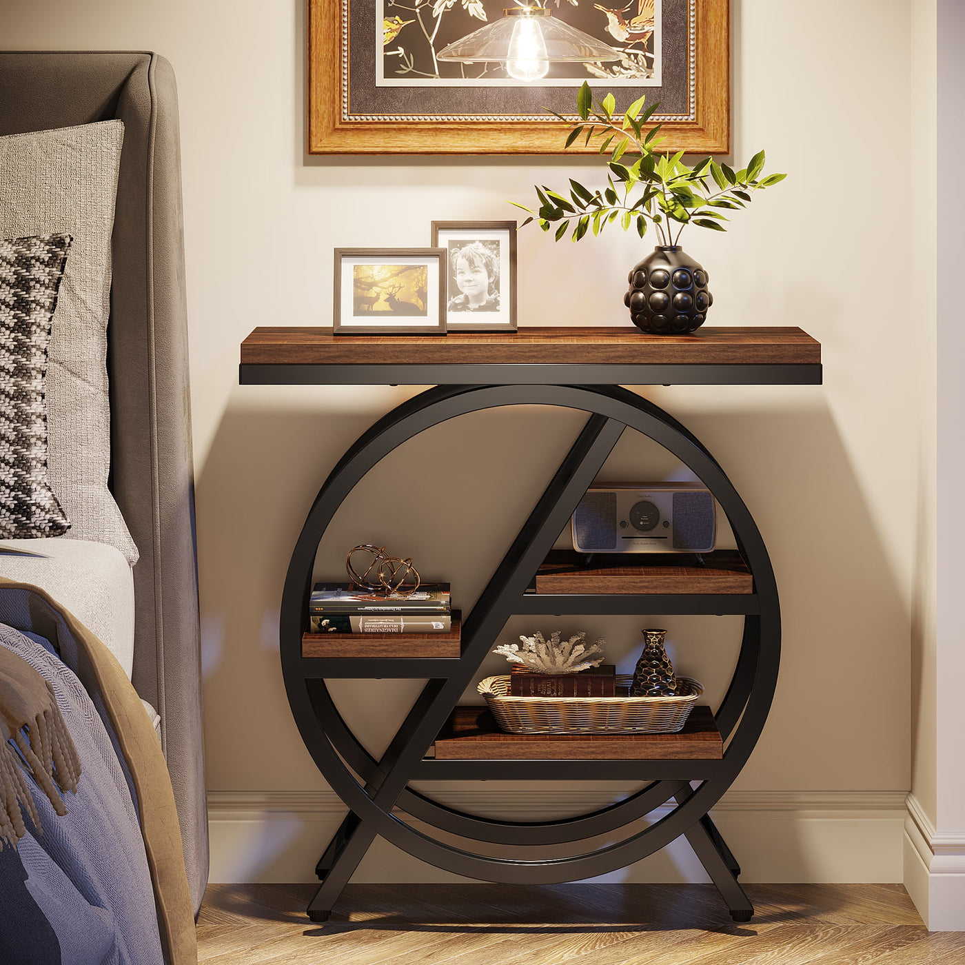 Tribesigns 4-Tier End Table, Small Side Table with Storage Shelves