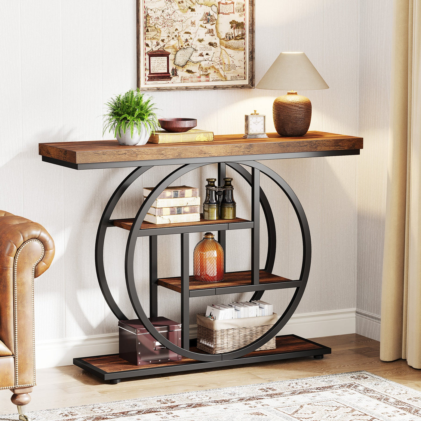 Tribesigns 4-Tier Console Sofa Table with Circle Base