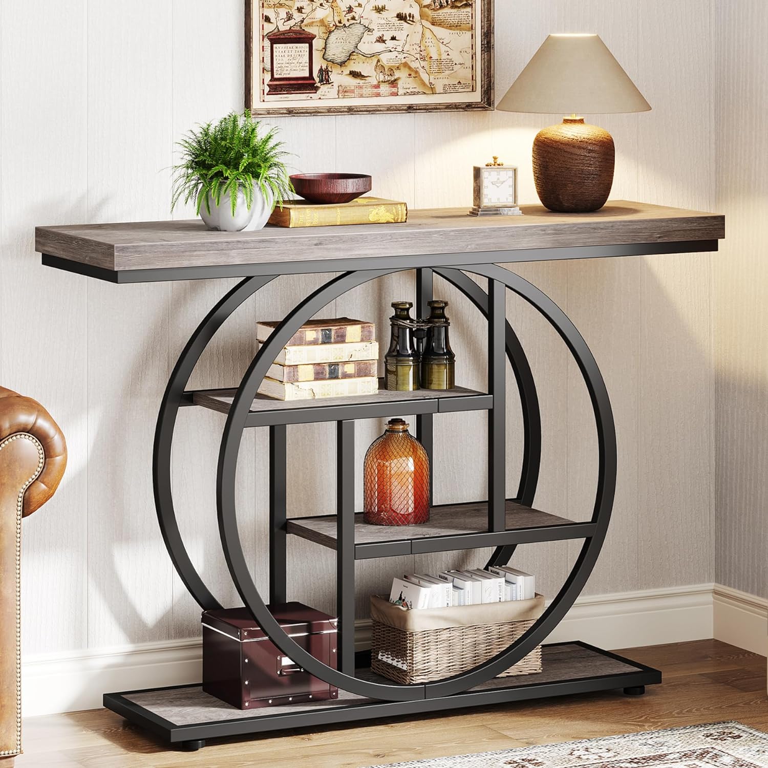 Tribesigns 4-Tier Console Sofa Table with Circle Base