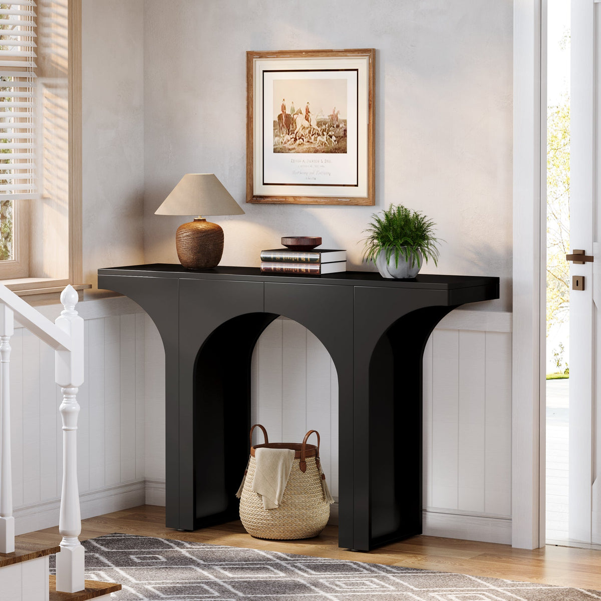 Tribesigns 47" Console Table, Wooden Hallway Sofa Table with Arch Base ...