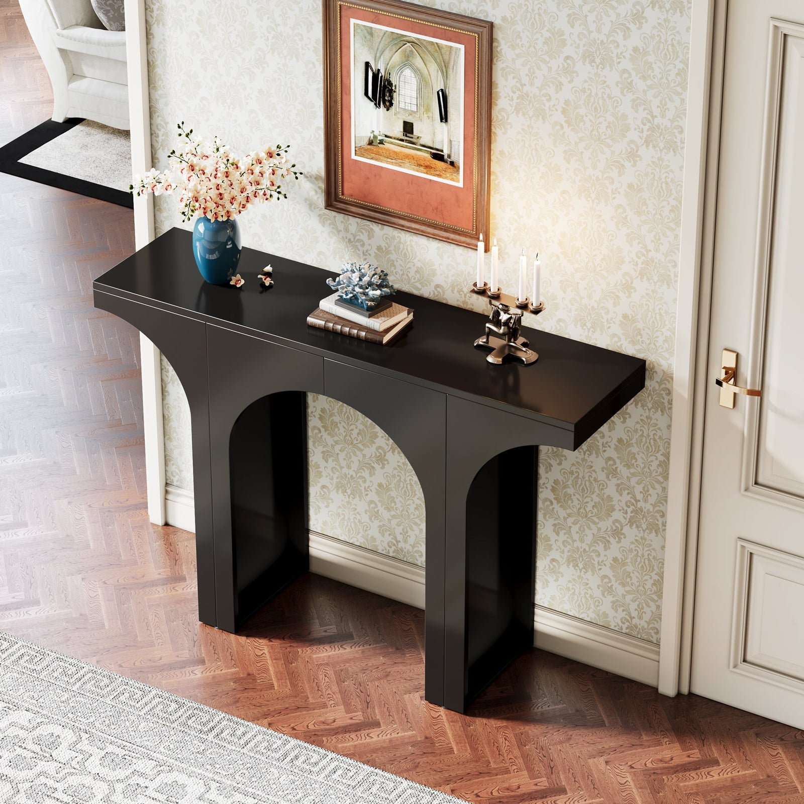 Tribesigns 47" Console Table, Wooden Hallway Sofa Table with Arch Base ...
