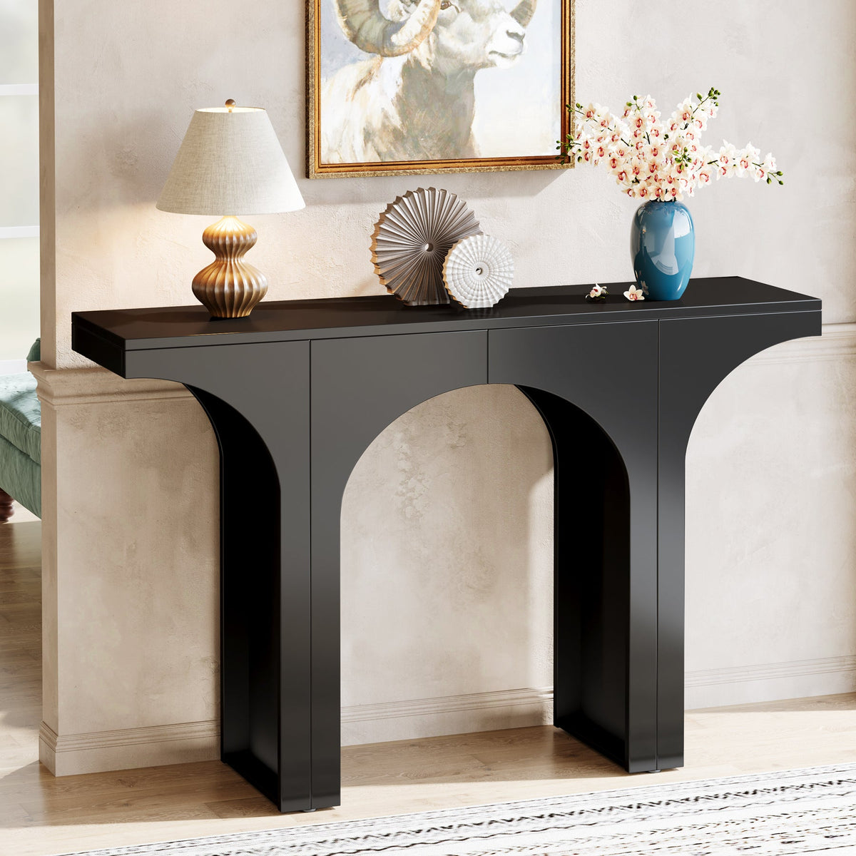 Tribesigns 47" Console Table, Wooden Hallway Sofa Table with Arch Base