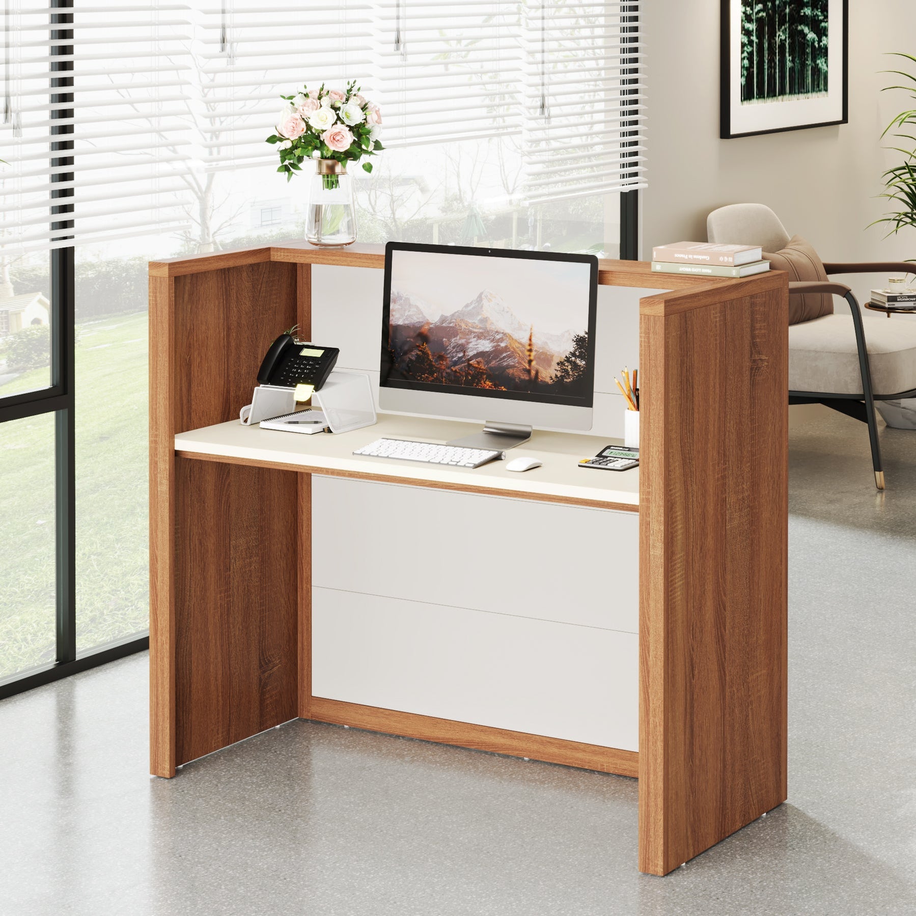 Tribesigns 47" Reception Desk, Modern Front Desk Retail Counter