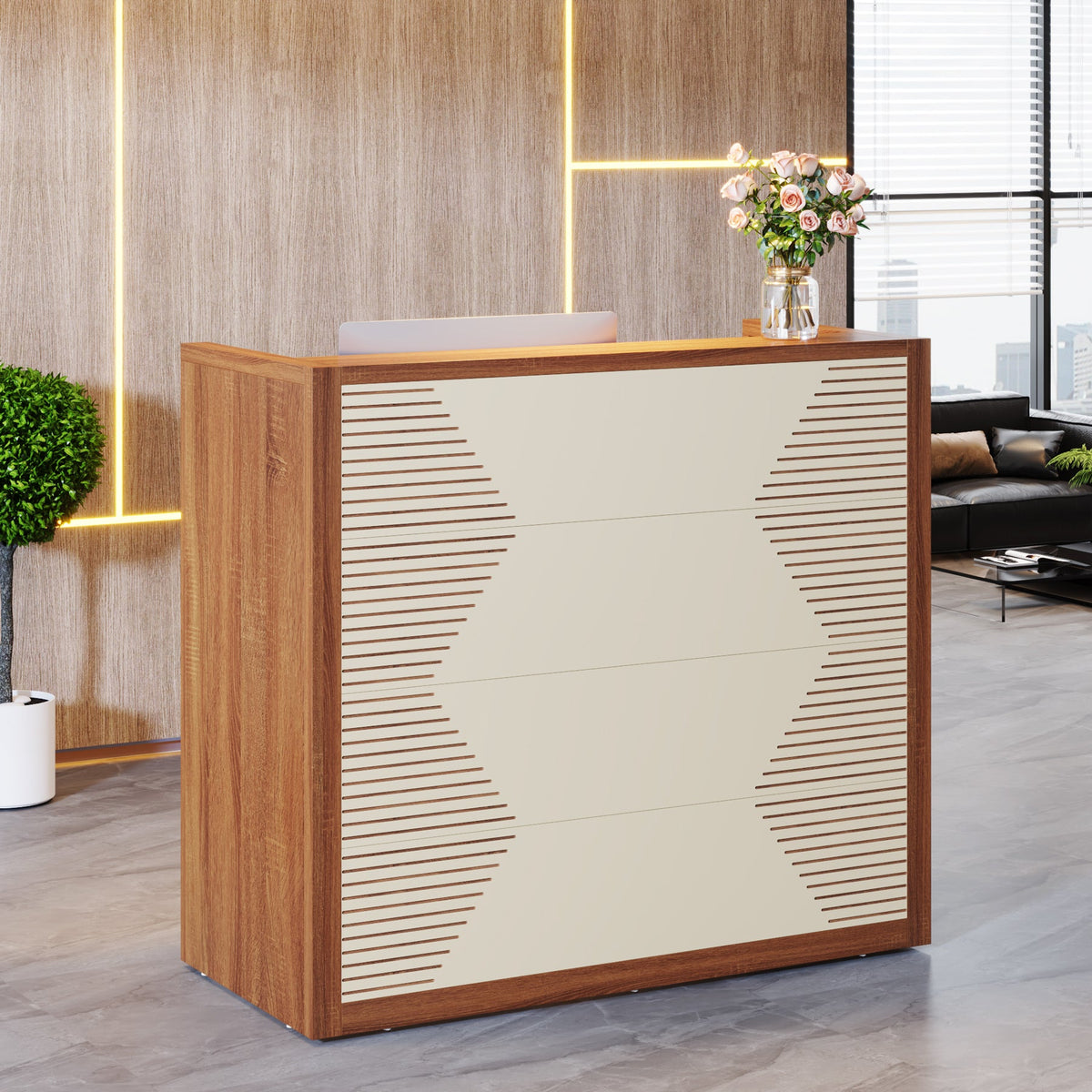Tribesigns 47" Reception Desk, Modern Front Desk Retail Counter