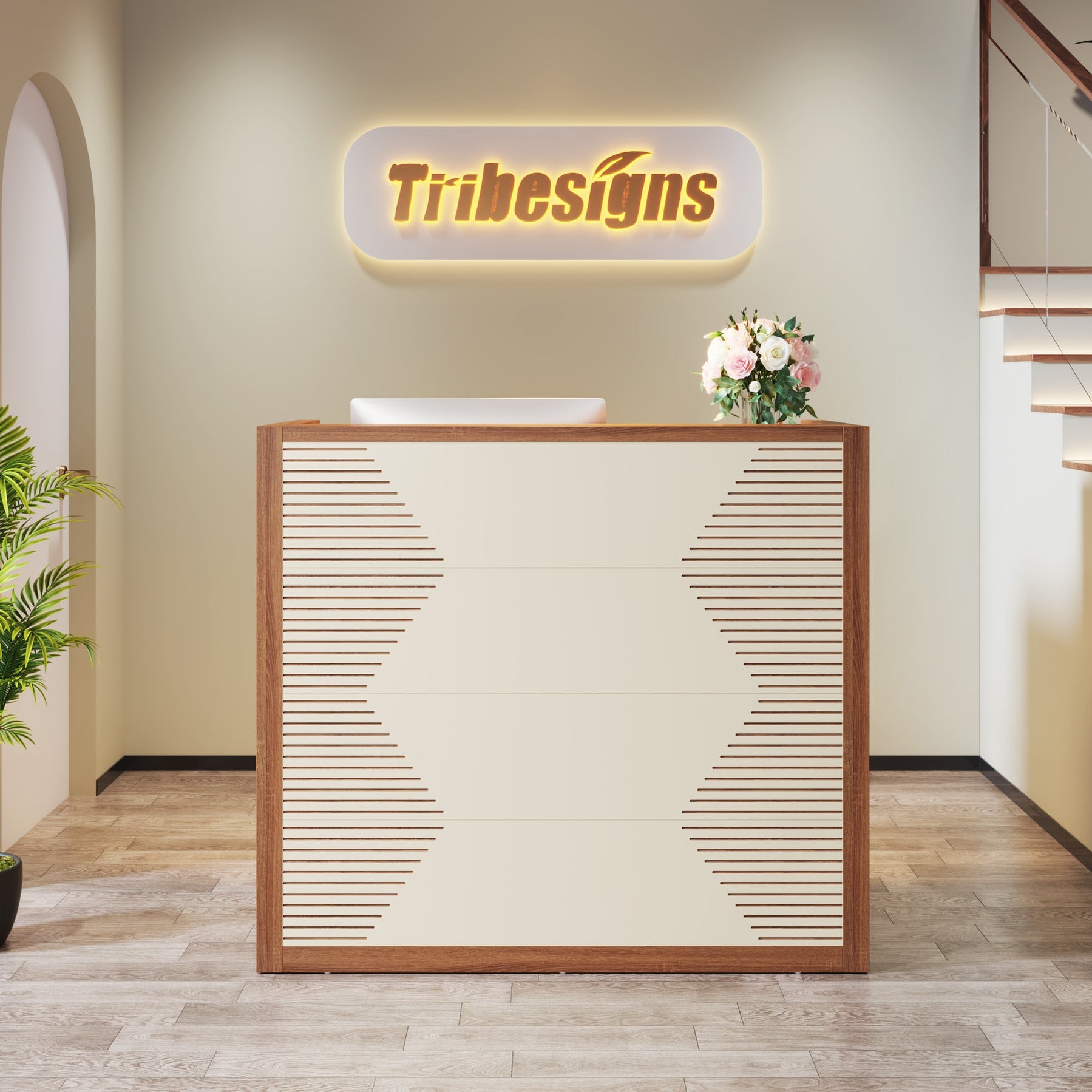 Tribesigns 47" Reception Desk, Modern Front Desk Retail Counter