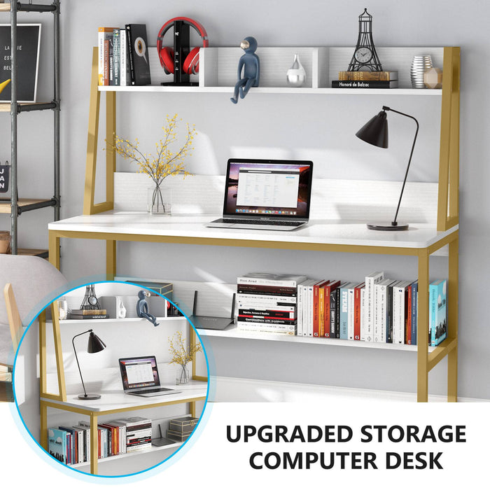 Tribesigns Computer Desk, Home Office Desk with Hutch & Storage Shelf ...